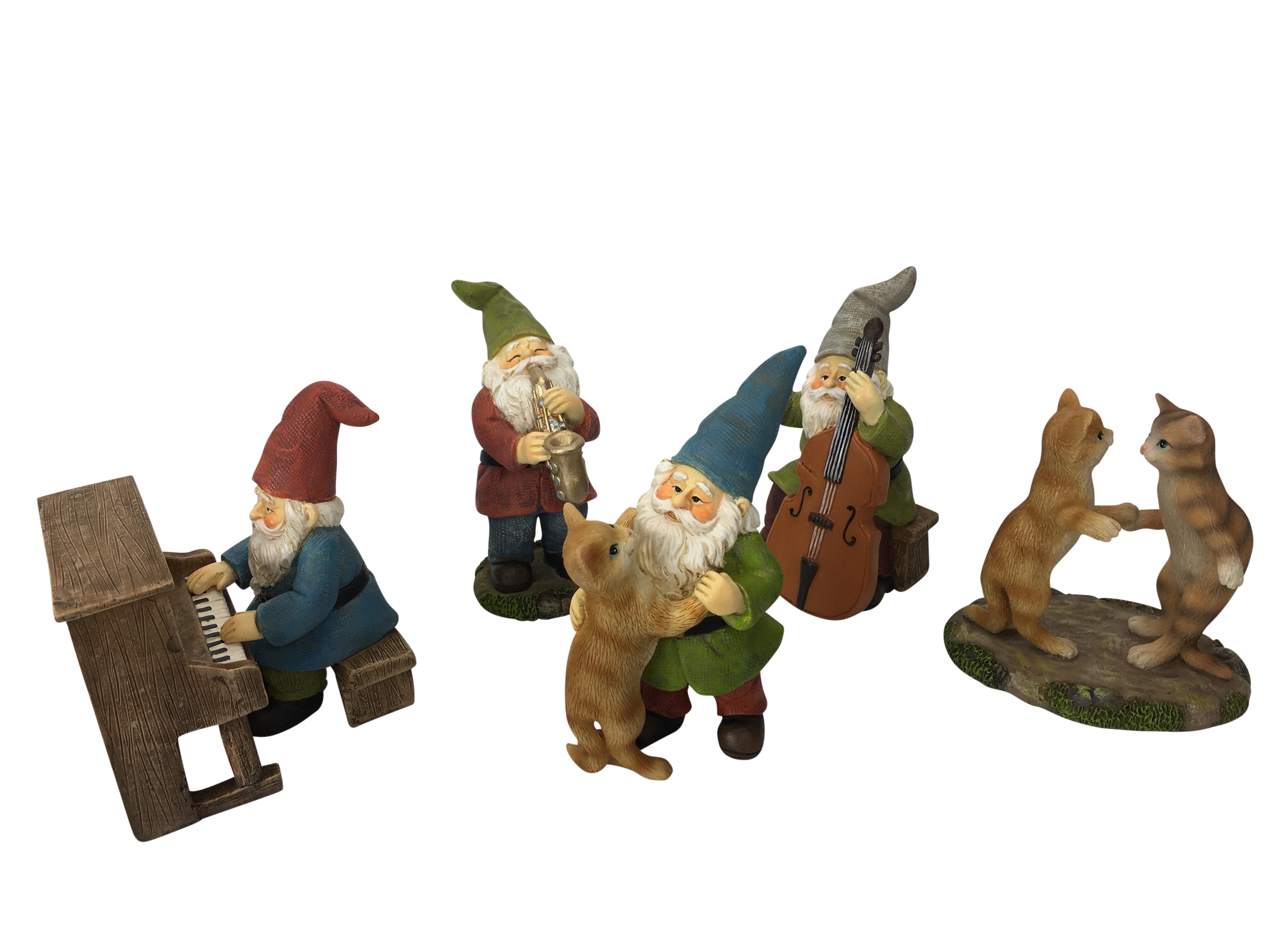 Happy Miniature Gnomes and Cats Dancing Celebration! - 6-Piece Musical ...