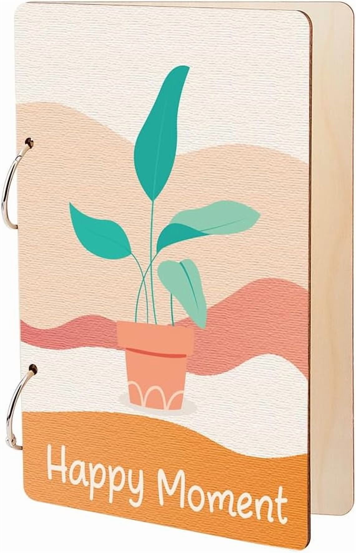 Happy Moment Greeting Card Holder Organizer Potted Plants Wooden Card ...