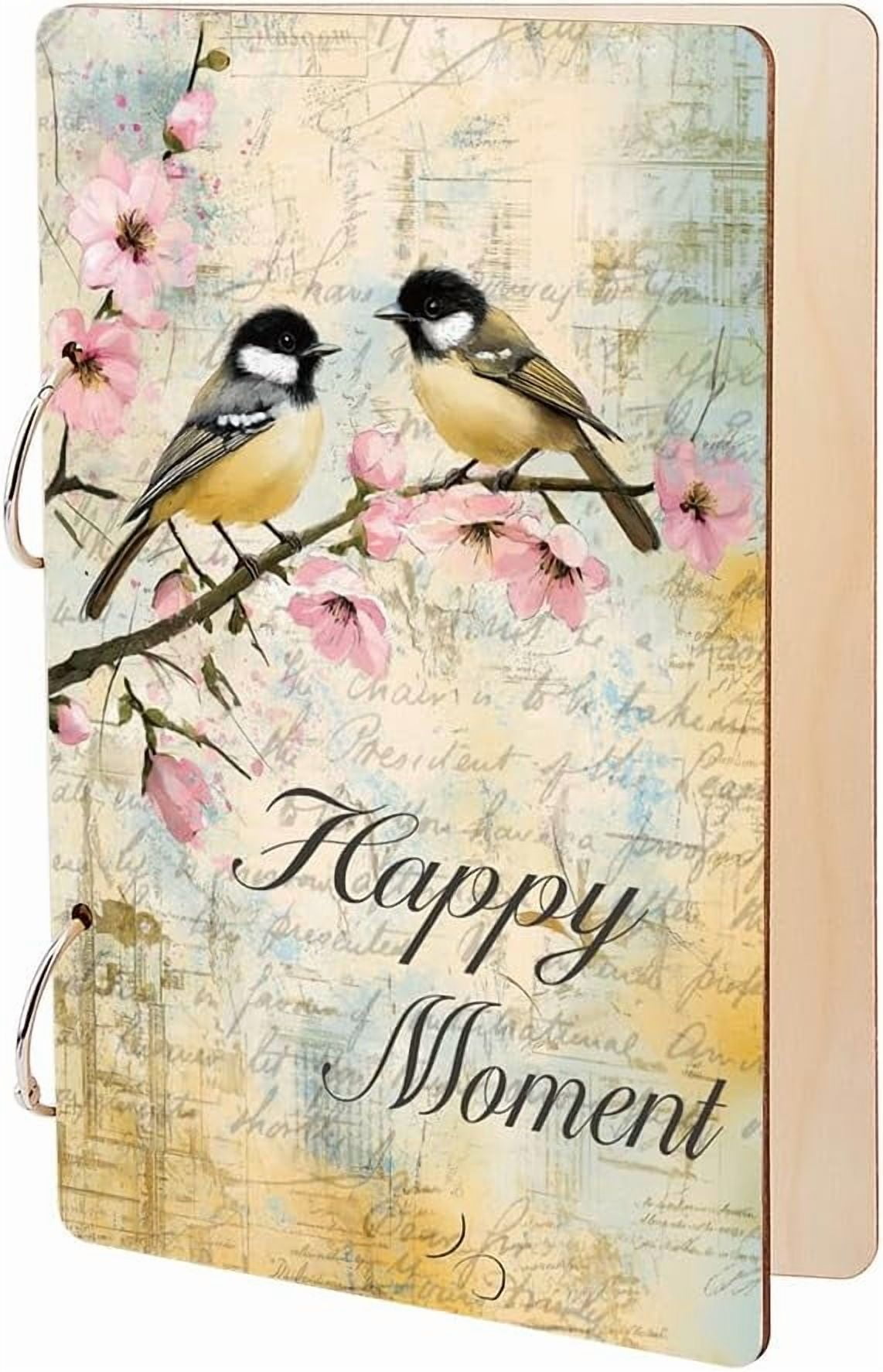 Happy Moment Greeting Card Organizer Birds Flower Branch Wooden Keeper ...