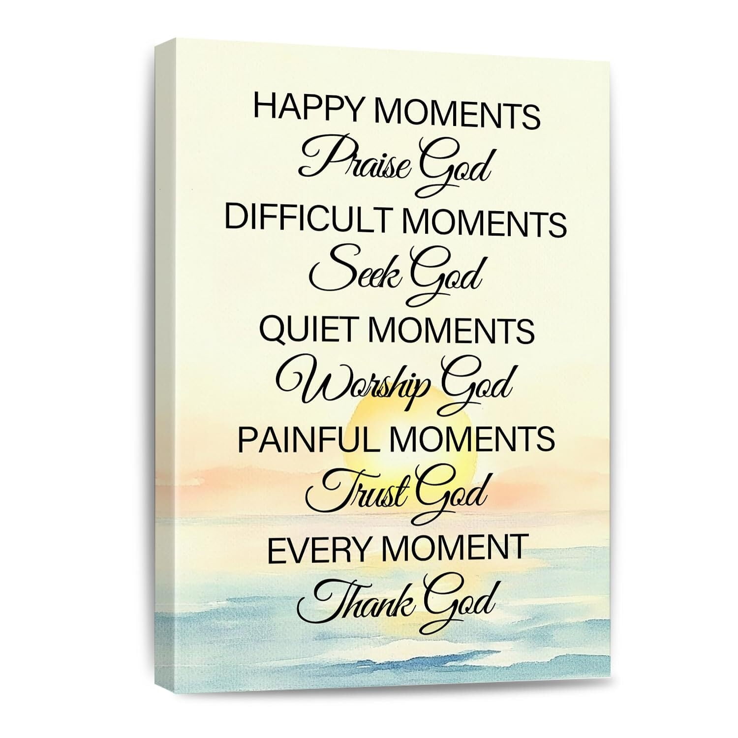 Happy Moments Praise God Canvas Wall Art Christian Quotes Painting ...