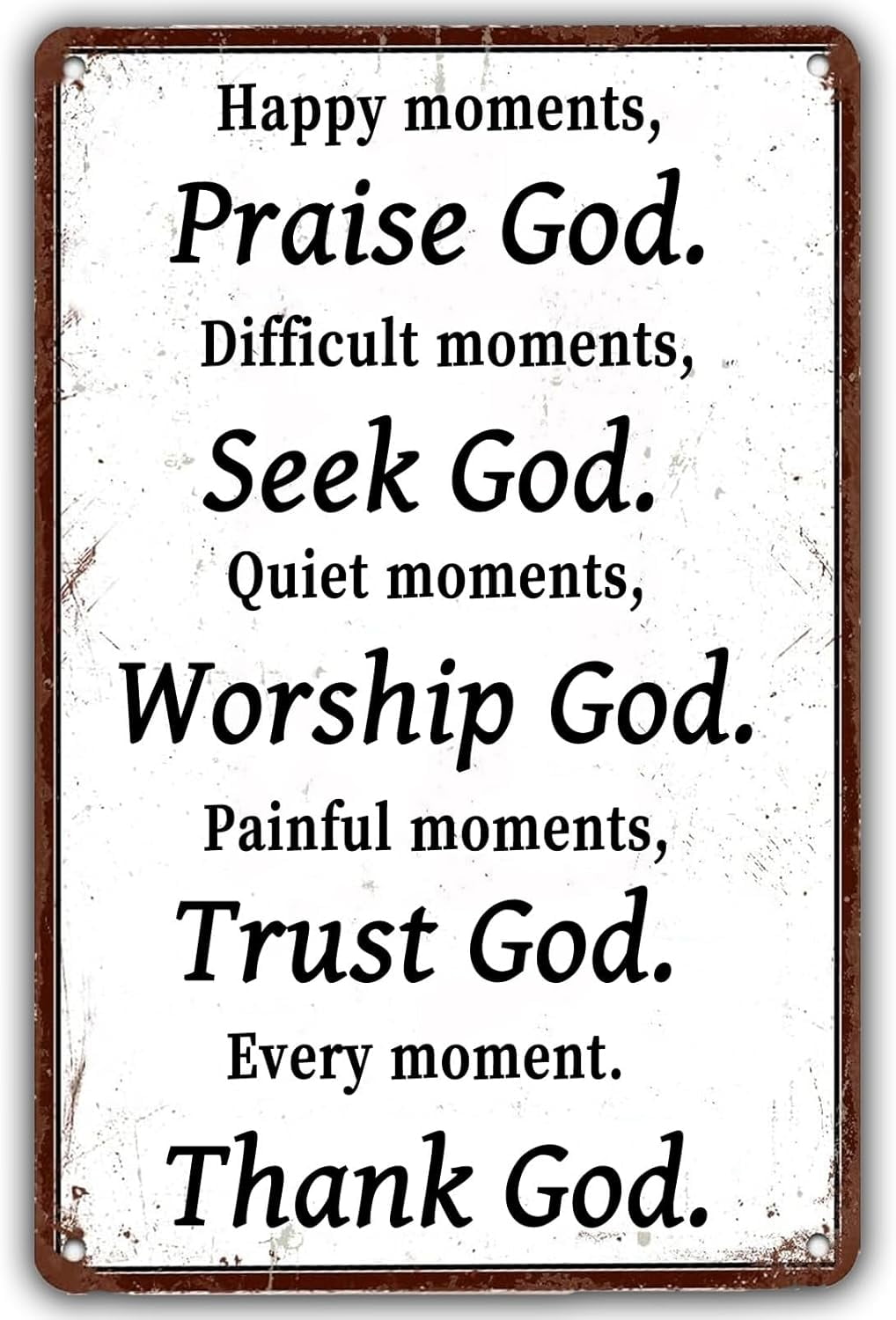 Happy Moments Praise God Wall Art Vintage Tin Signs,Christian Quotes ...