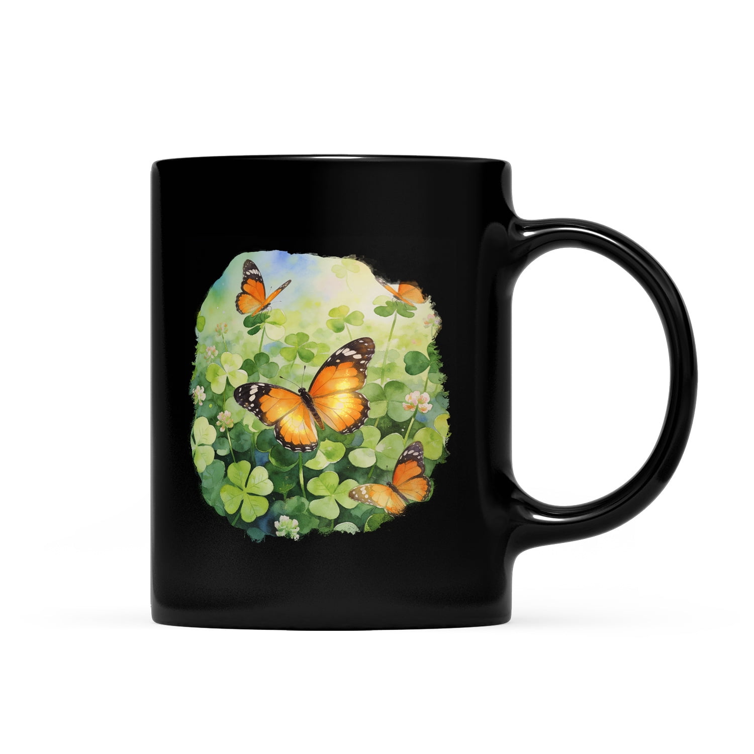 Happy Monarch Butterfly Welcome St Patrick's Day Lucky Shamrocks Clover ...