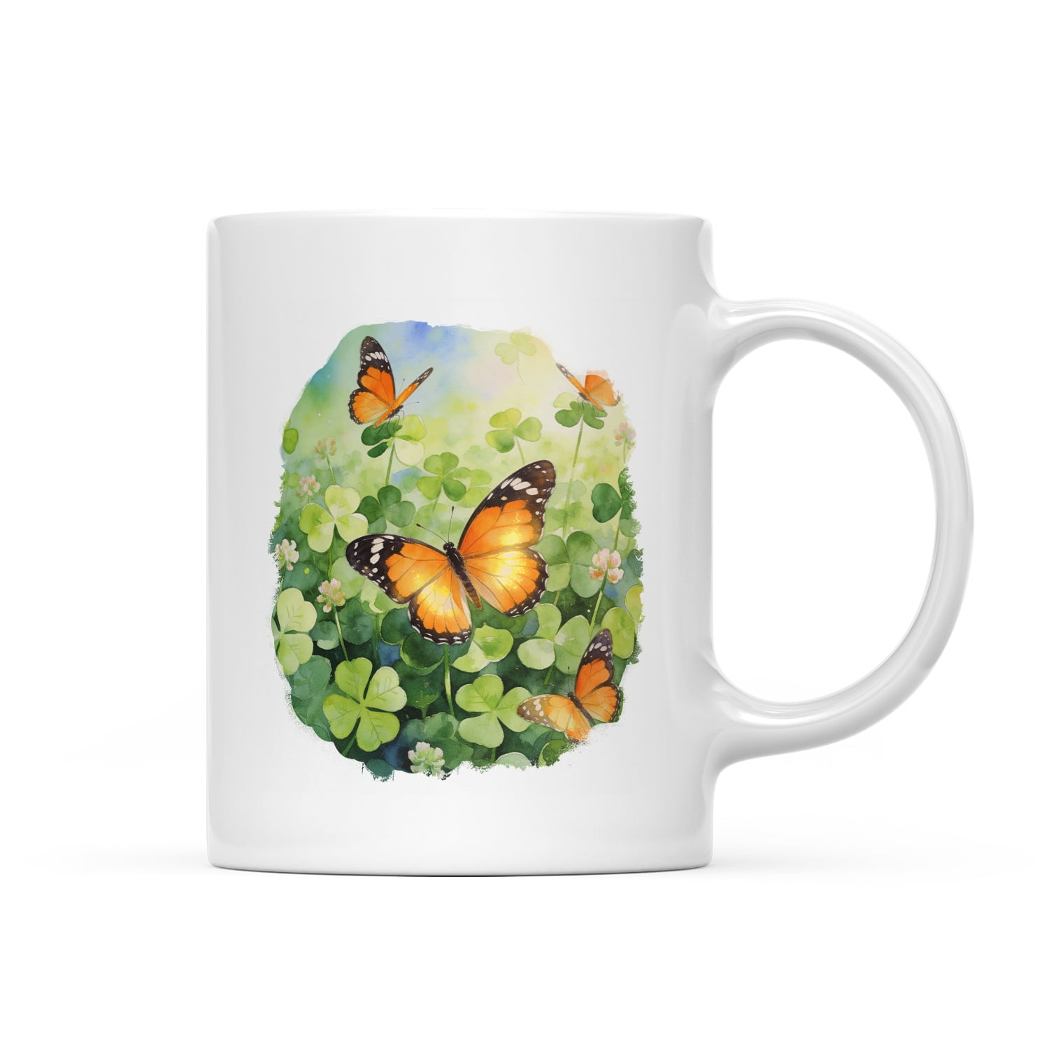 Happy Monarch Butterfly Welcome St Patrick's Day Lucky Shamrocks Clover ...