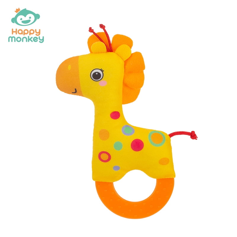Happy Monkey Baby Toy Tooth Gel Rattle Baby Hand Rattle Baby Plush ...