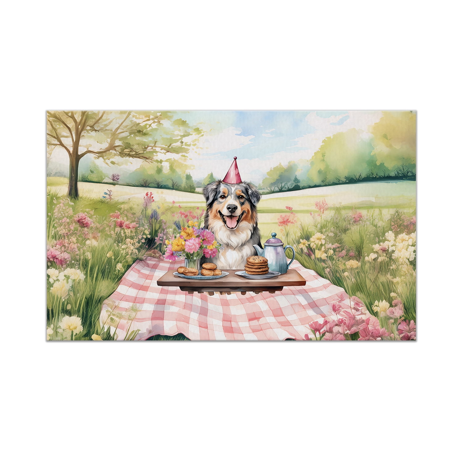 Happy Mother's Day Australian Shepherd with Sweets and Flowers at a ...