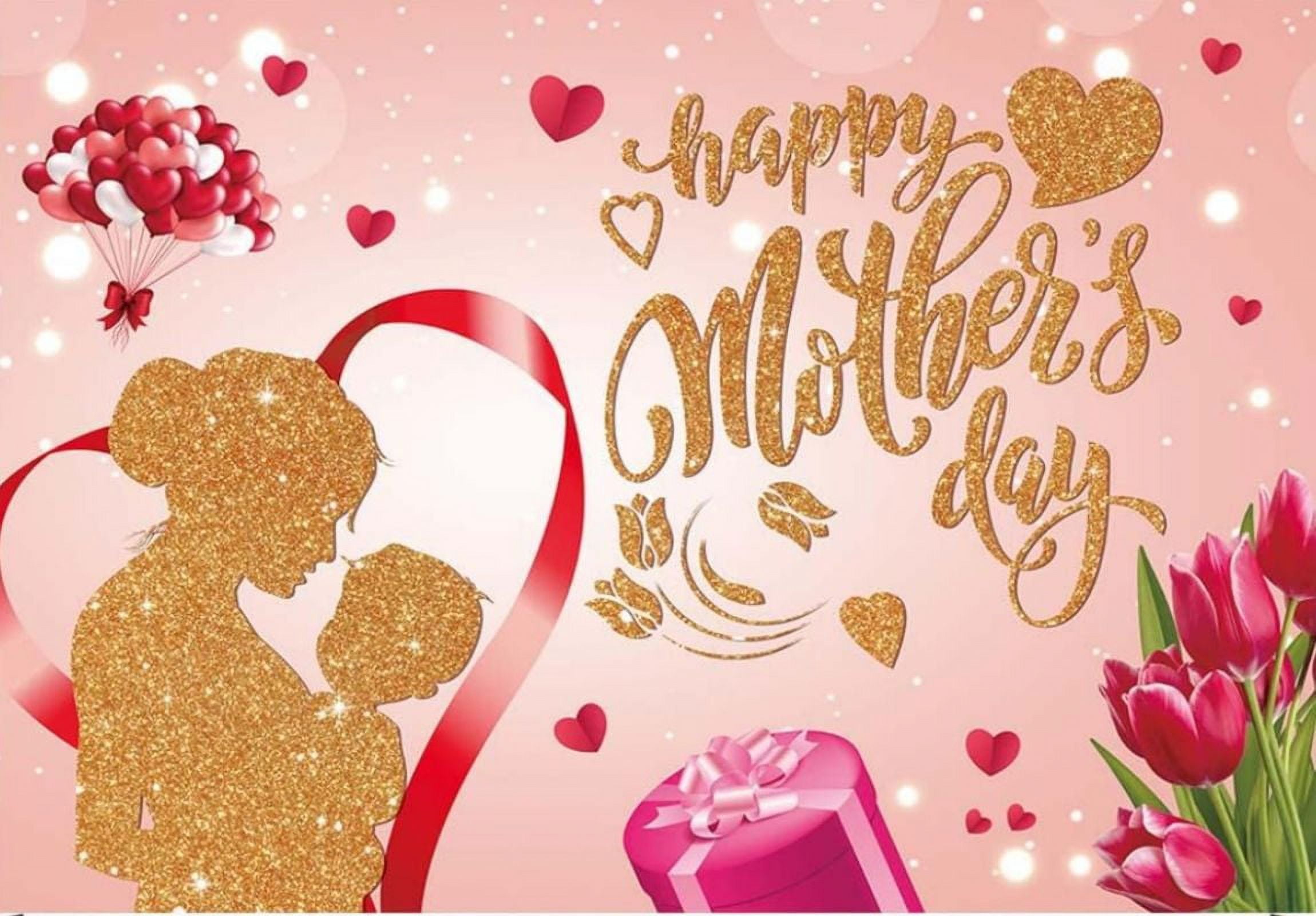 Happy Mother's Day Backdrop Background Banner ration Pink Flowers ...