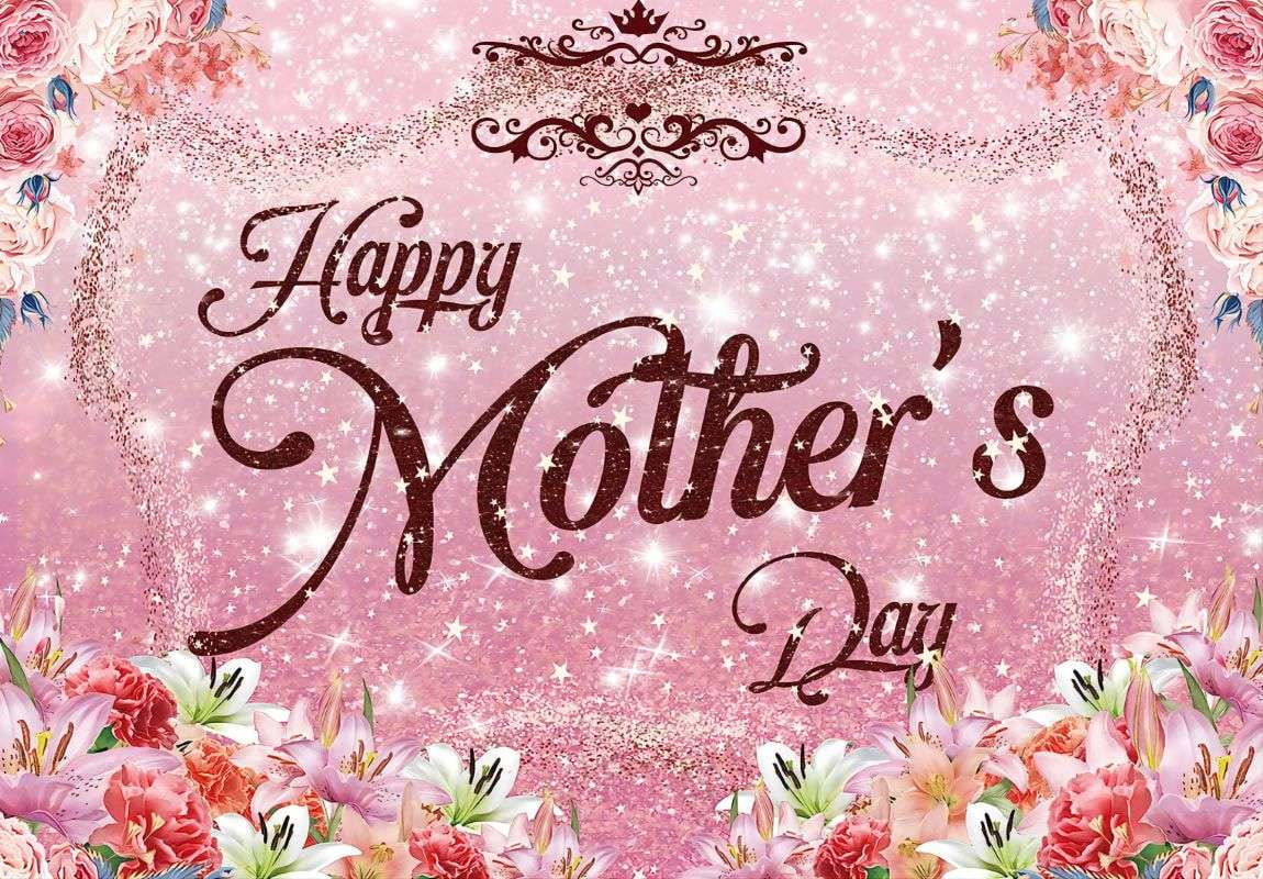 Happy Mother's Day Backdrop Background Banner ration Pink Flowers ...