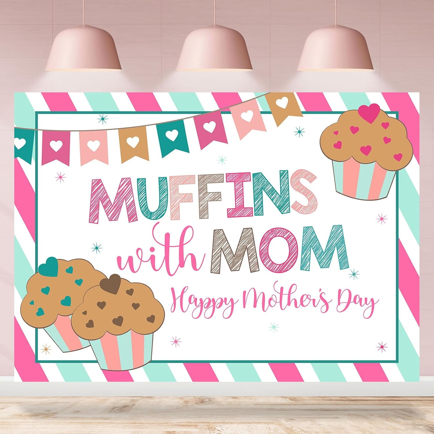 Happy Mother's Day Backdrop Muffins with Mom Mothers Day Photography ...