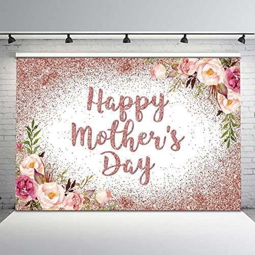 Happy Mother;s Day Backdrop Rose Gold Floral Mother Day Birthday ...