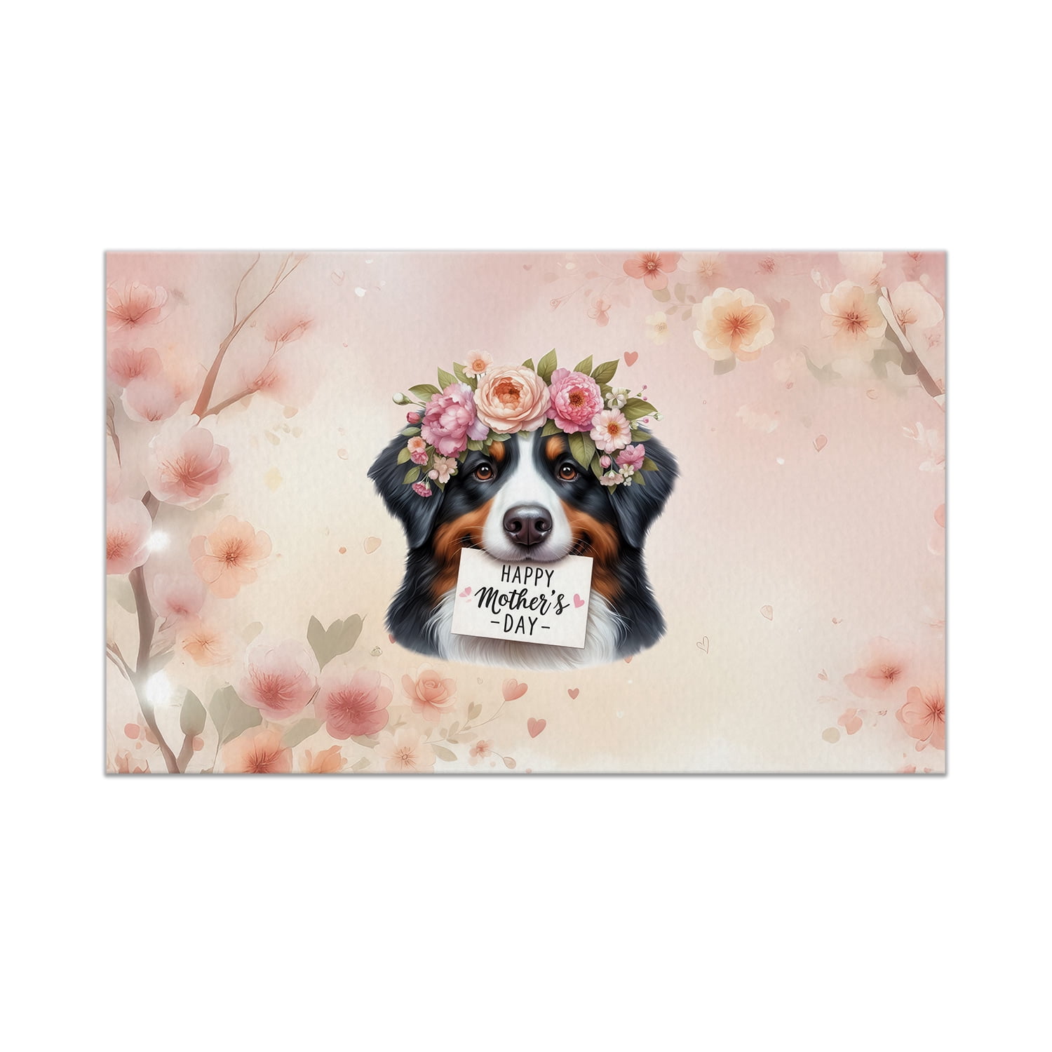 Happy Mother's Day Bernese Mountain Dog with Flower Crown and Greeting ...