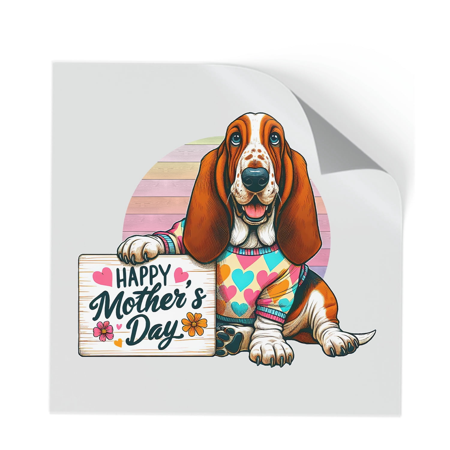Happy Mother's Day Best Basset Hound Mom Ever Cutout Transfer Sticker ...