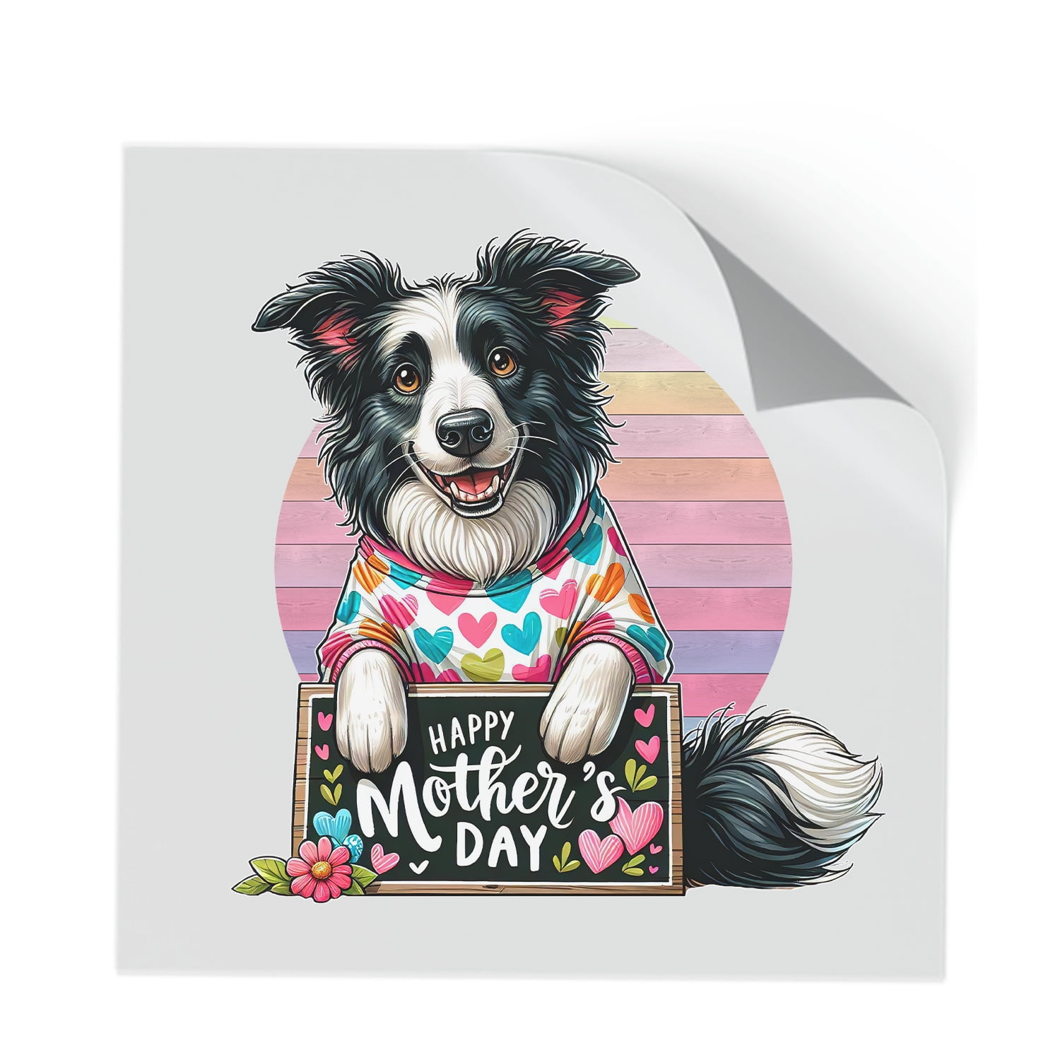Happy Mother's Day Best Border Collie Mom Ever Cutout Transfer Sticker ...