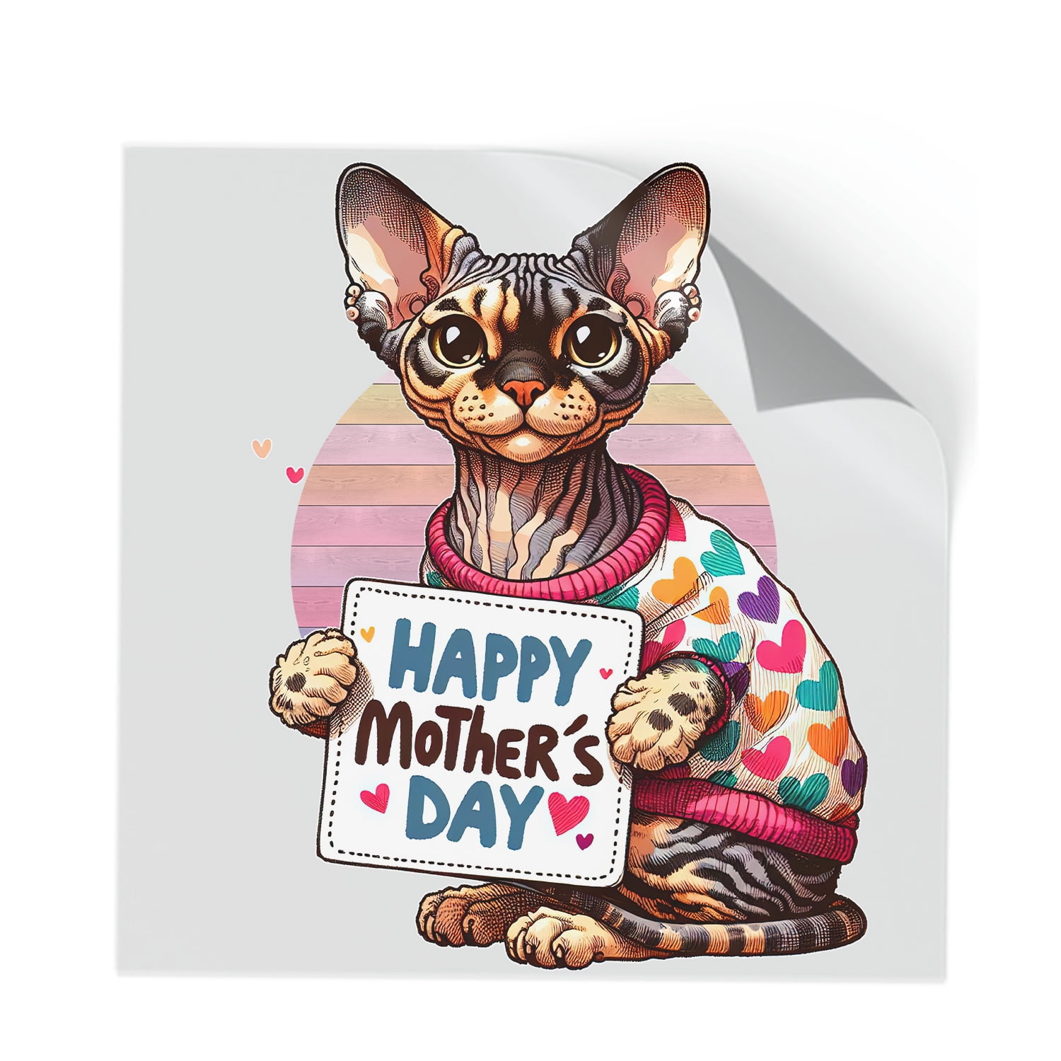 Happy Mother's Day Best Devon Rex Mom Ever Cutout Transfer Sticker Cat ...