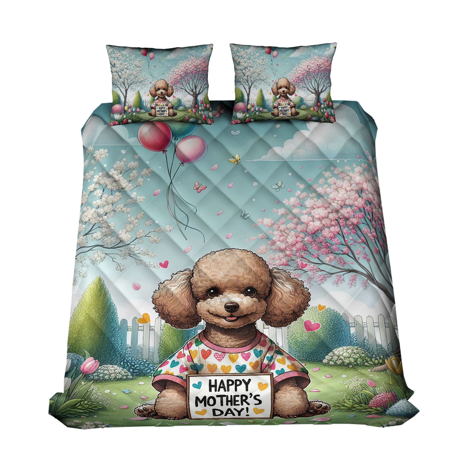 Happy Mother's Day Best Poodle Mom Ever Quilt Bedding Set Poodles Dog ...