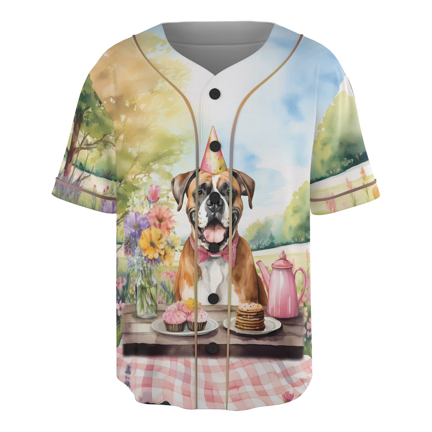 Happy Mother's Day Boxer with Sweets and Flowers at a Picnic All Over ...