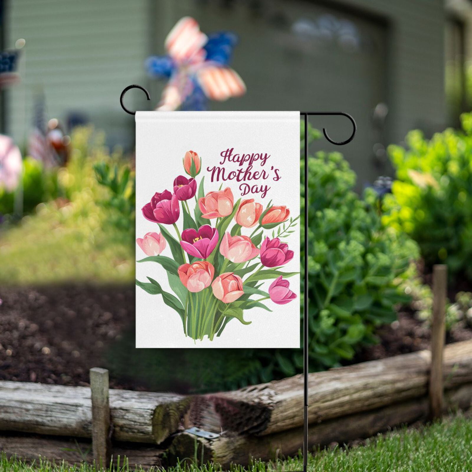 Happy Mother's Day Bunch Of Flowers Garden Flag Double Sided Outdoor ...
