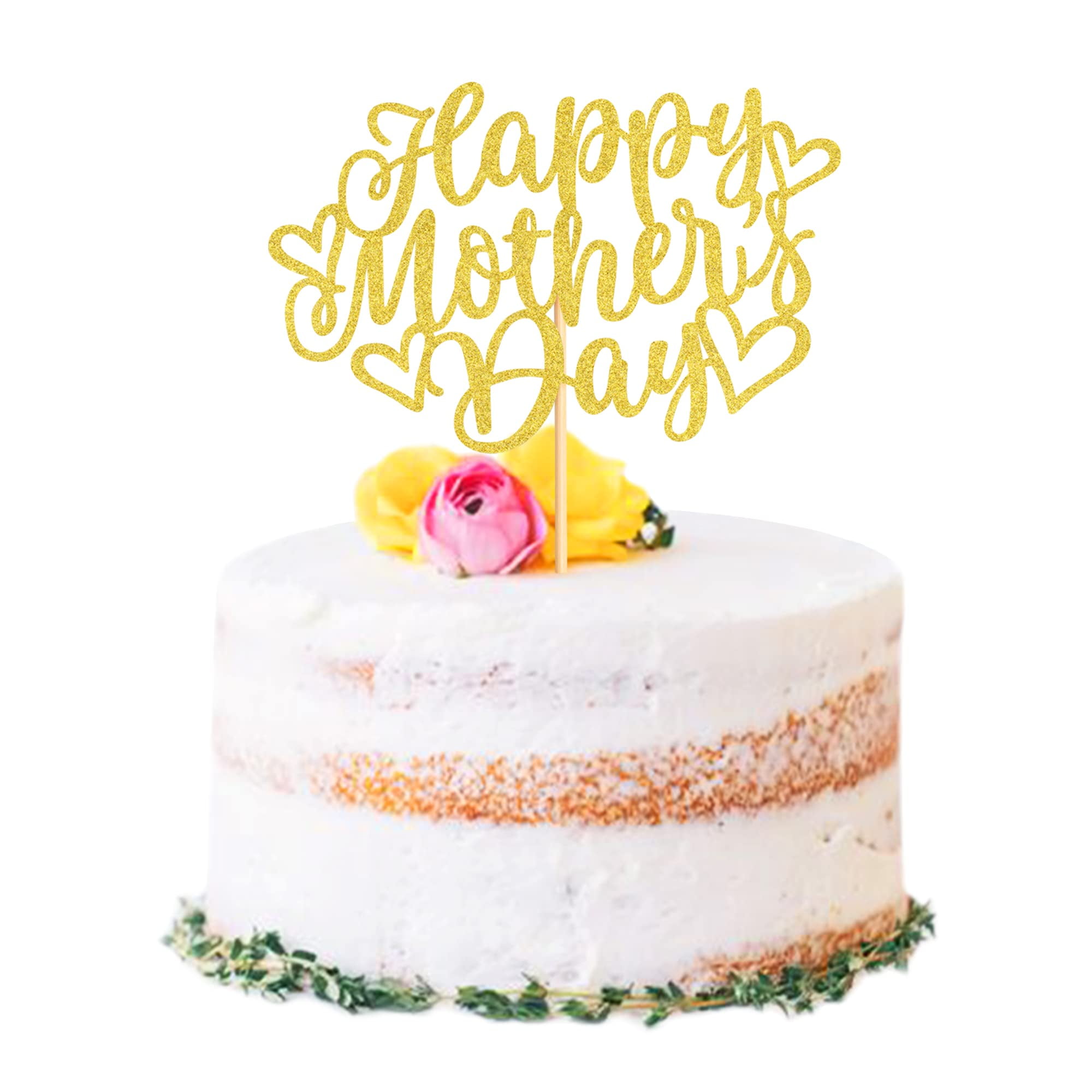 Happy Mother's Day Cake Topper Mom Letter H2FSDCake topper Pink Glitter ...