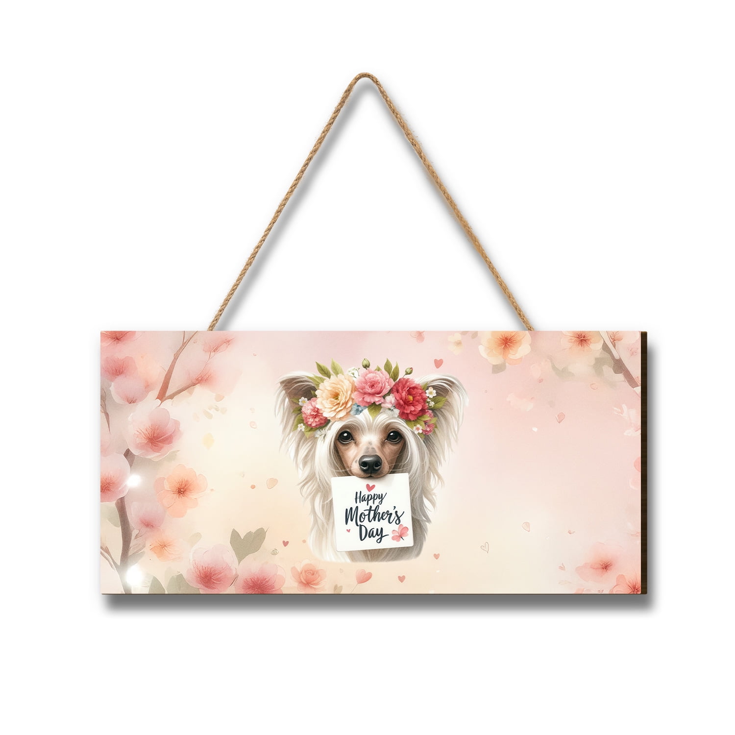 Happy Mother's Day Chinese Crested with Flower Crown and Greeting Card ...