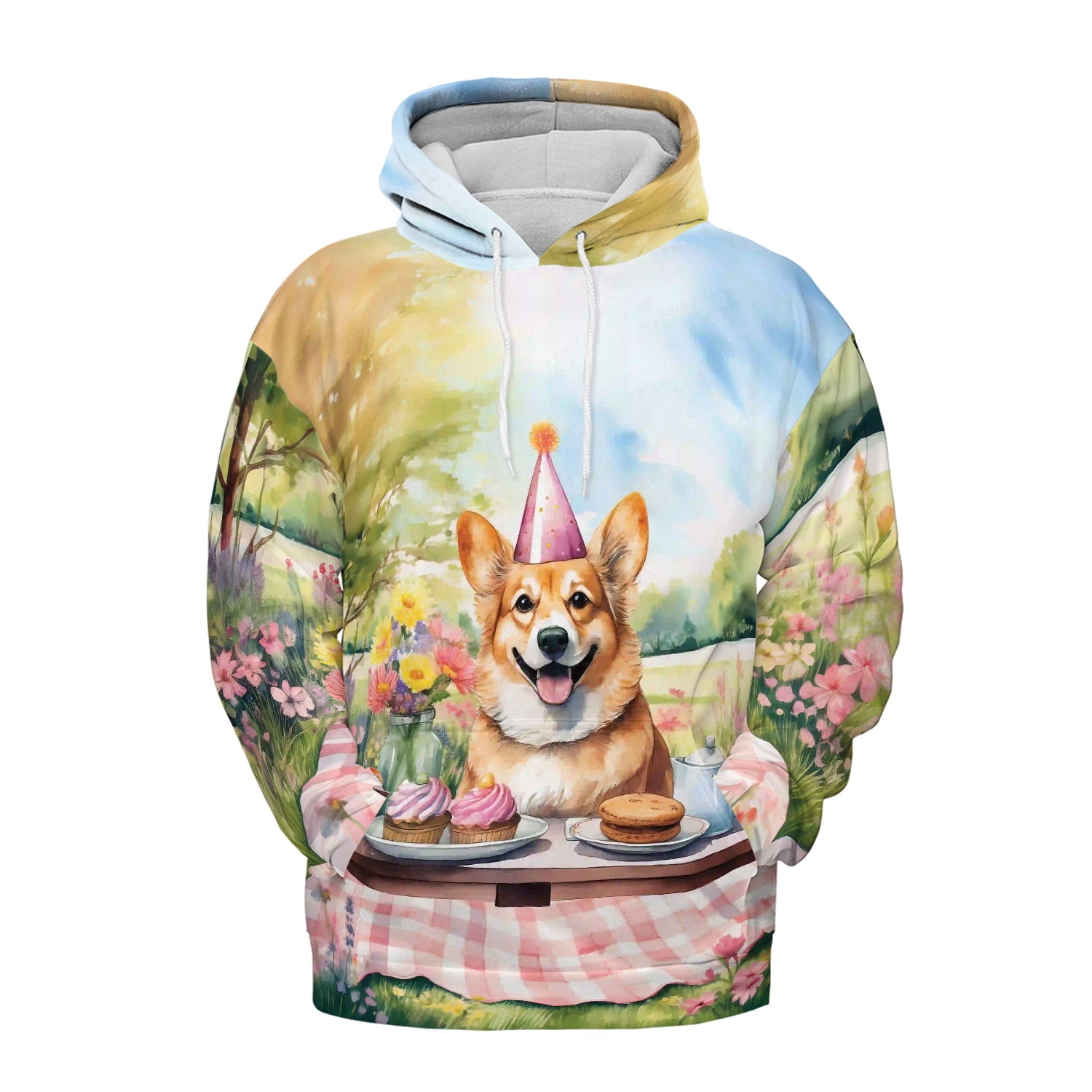 Happy Mother's Day Corgi with Sweets and Flowers at a Picnic All Over ...