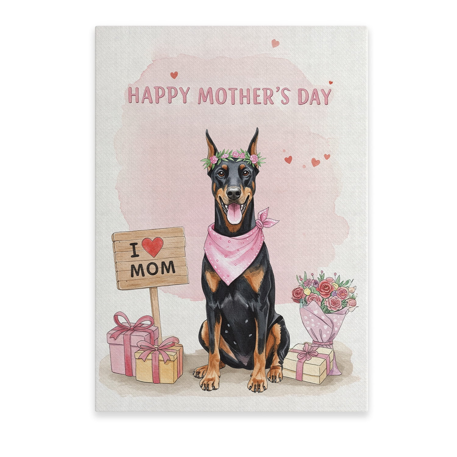 Happy Mother's Day Doberman Pinscher Love Dog Mom Heart Flower Vertical ...