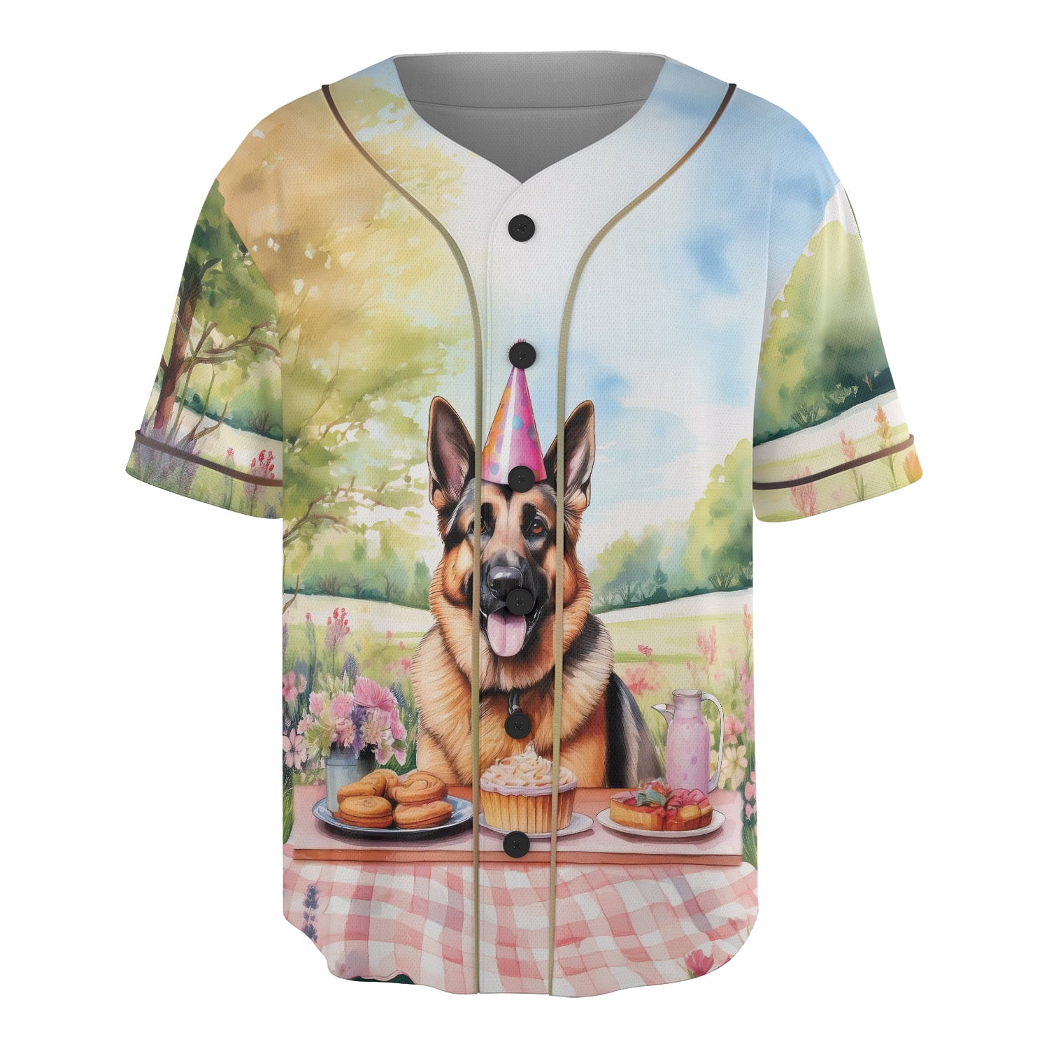 Happy Mother's Day German Shepherd with Sweets and Flowers at a Picnic ...