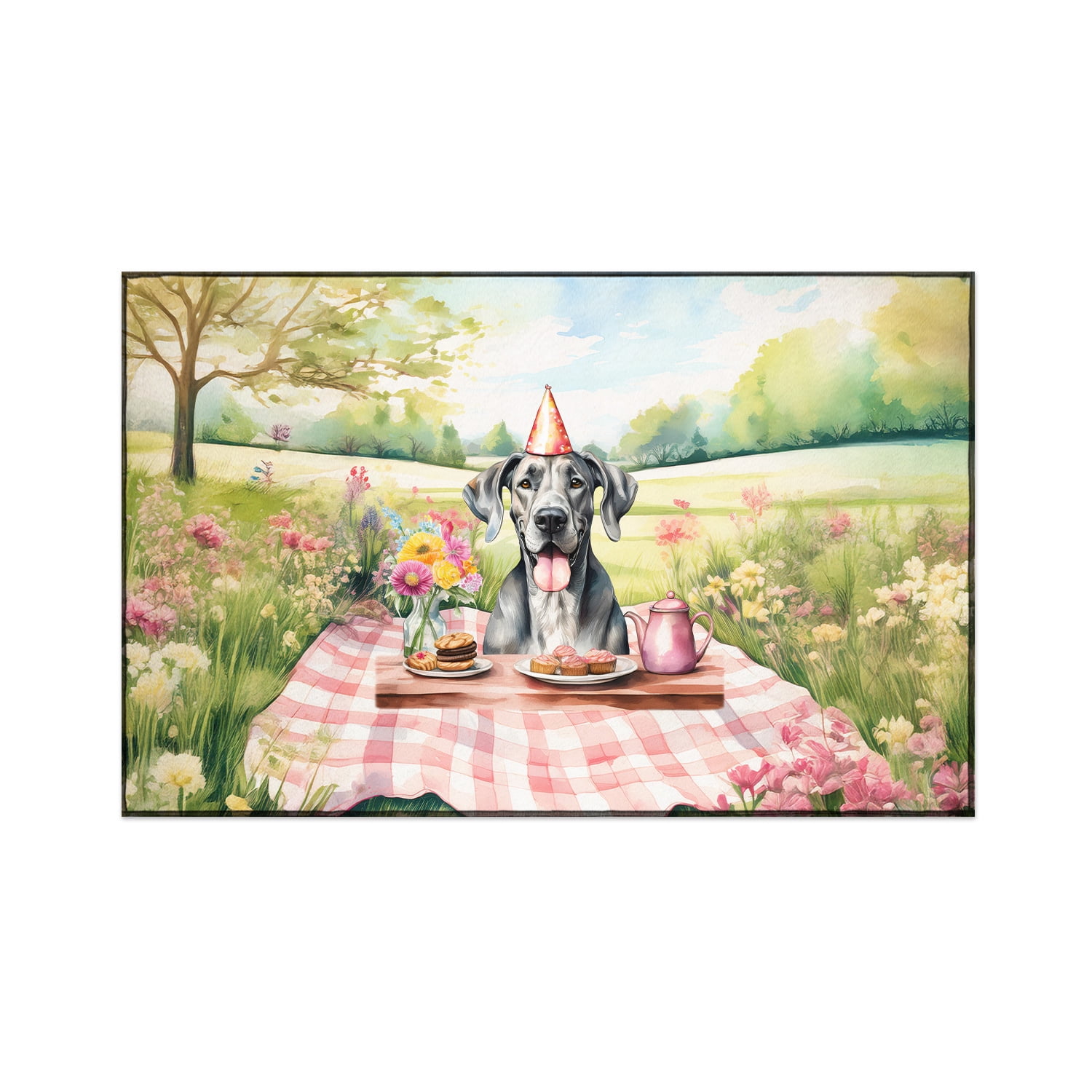 Happy Mother's Day Great Dane with Sweets and Flowers at a Picnic ...