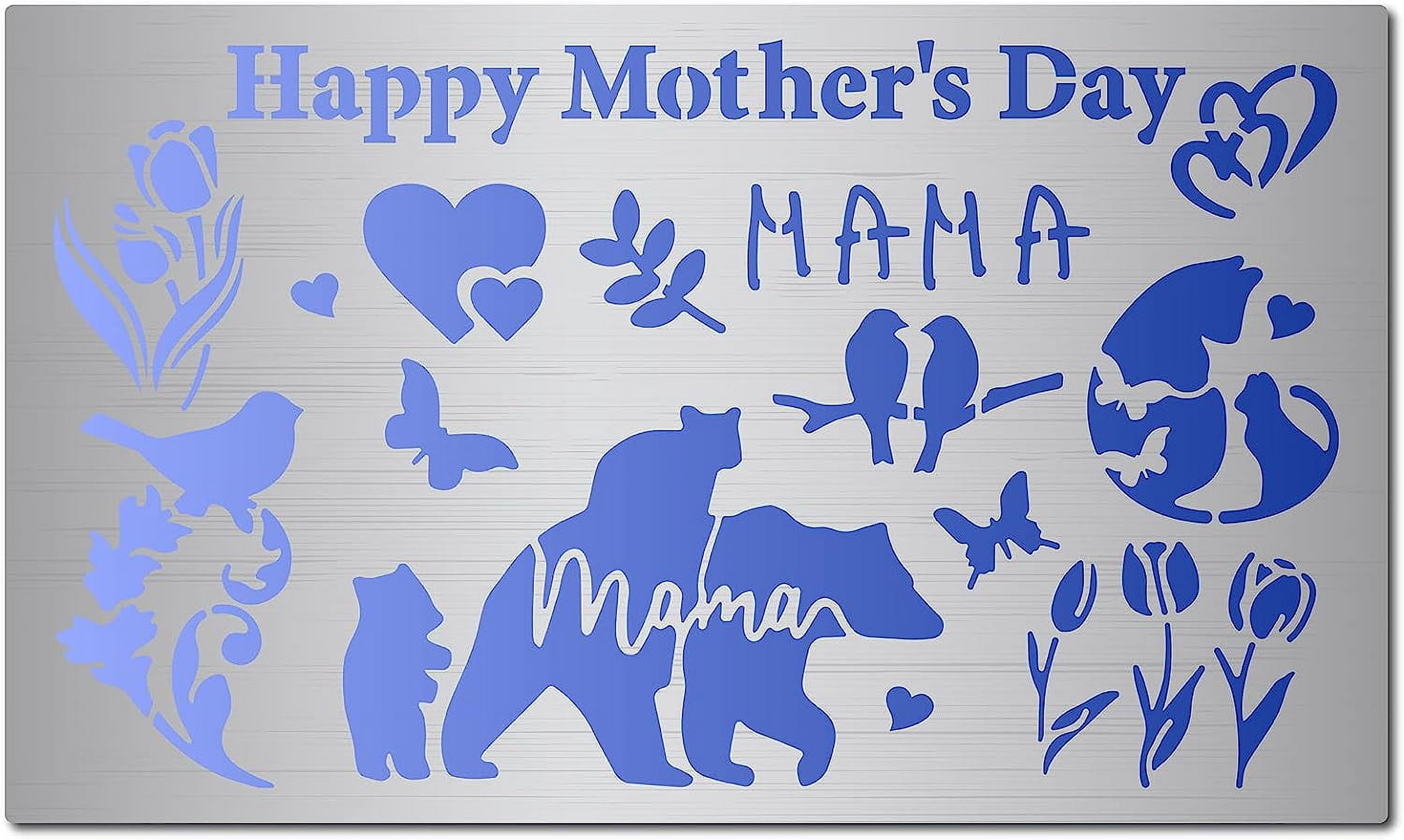 Happy Mother's Day Metal Stencil Flowers and Hearts Journal Wood ...