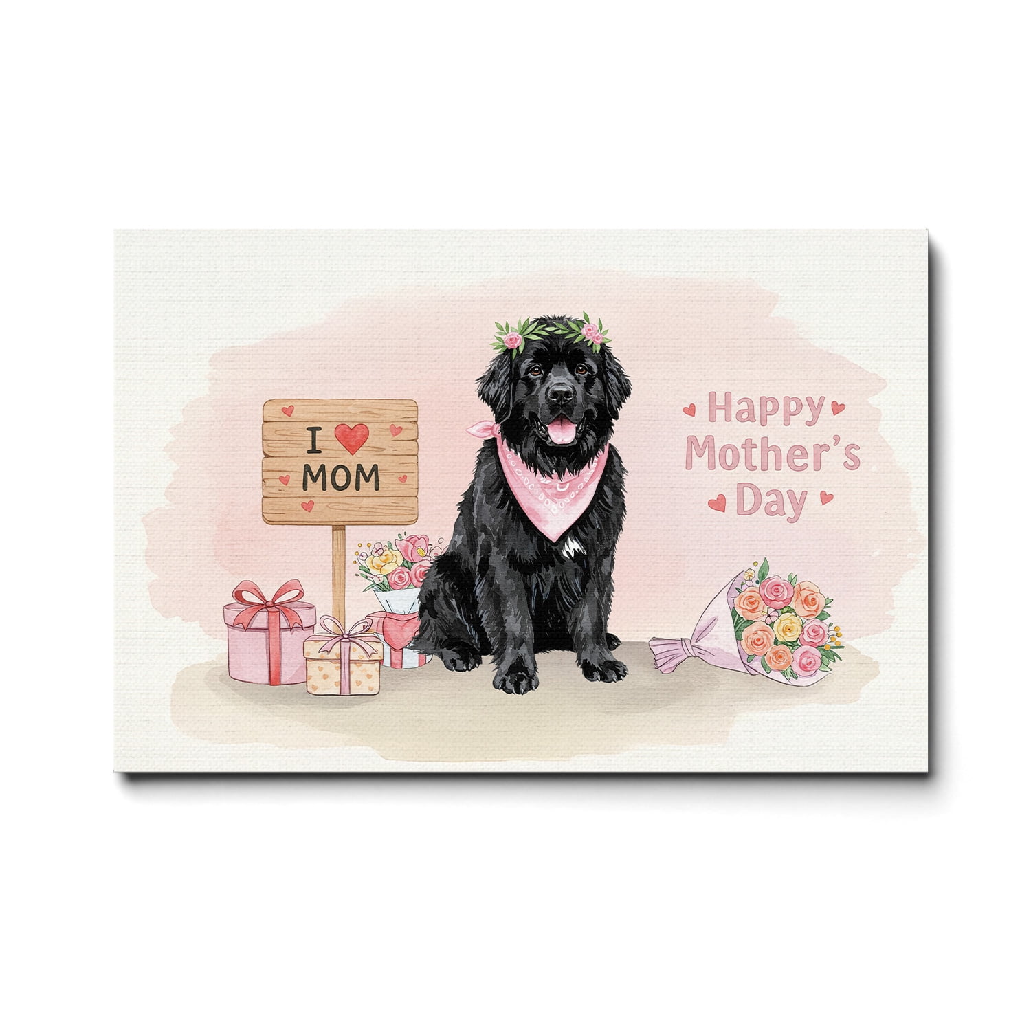 Happy Mother's Day Newfoundland Love Dog Mom Heart Flower Horizontal ...