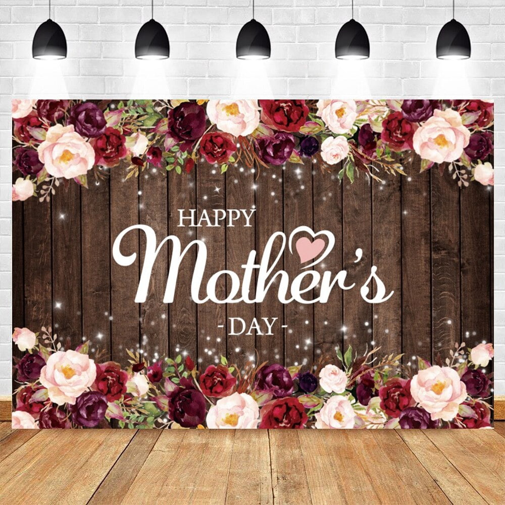 Happy Mother's Day Photography Backdrop for Mom Pink Flower Red Rose ...