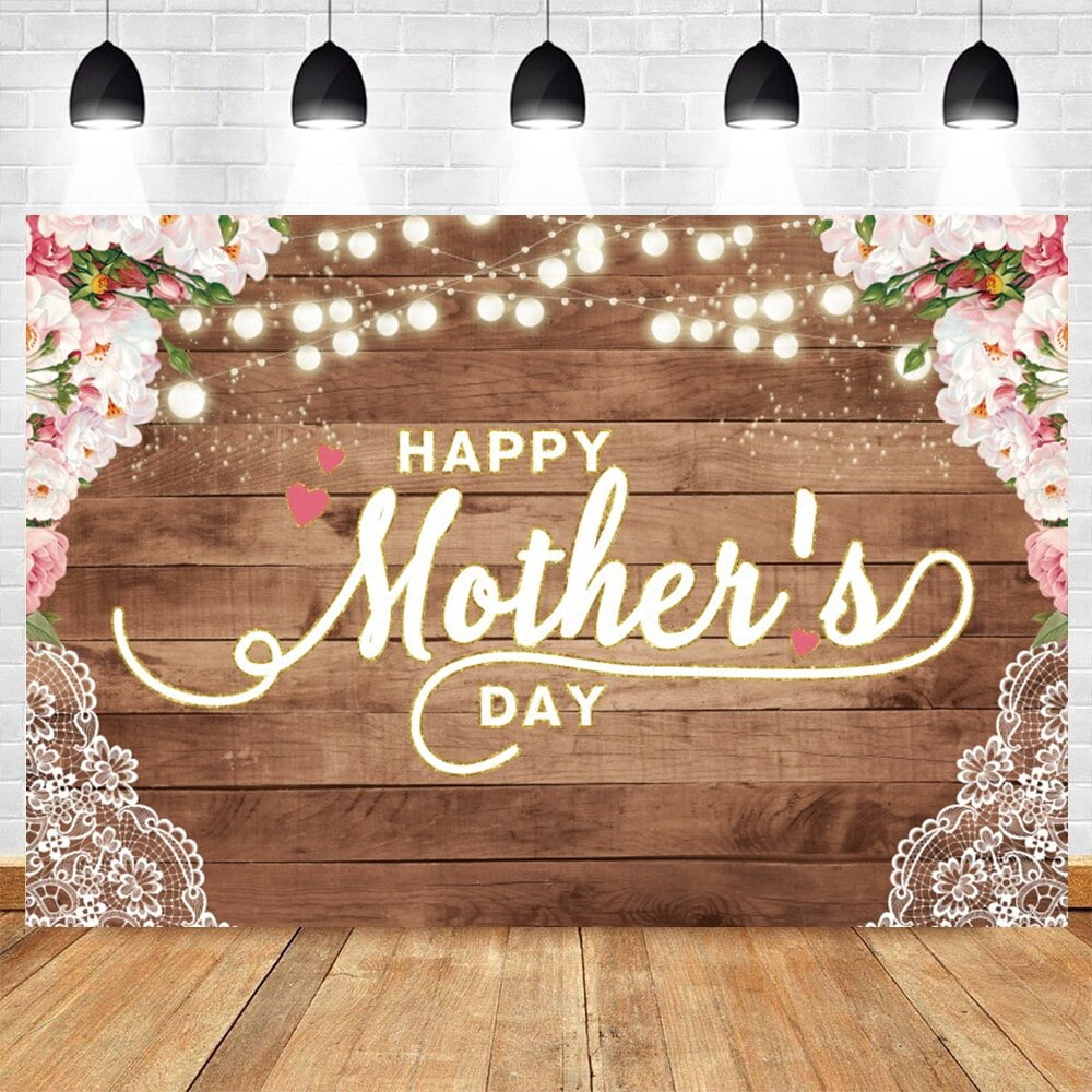 Happy Mother's Day Photography Backdrop for Mom Pink Flower Red Rose ...