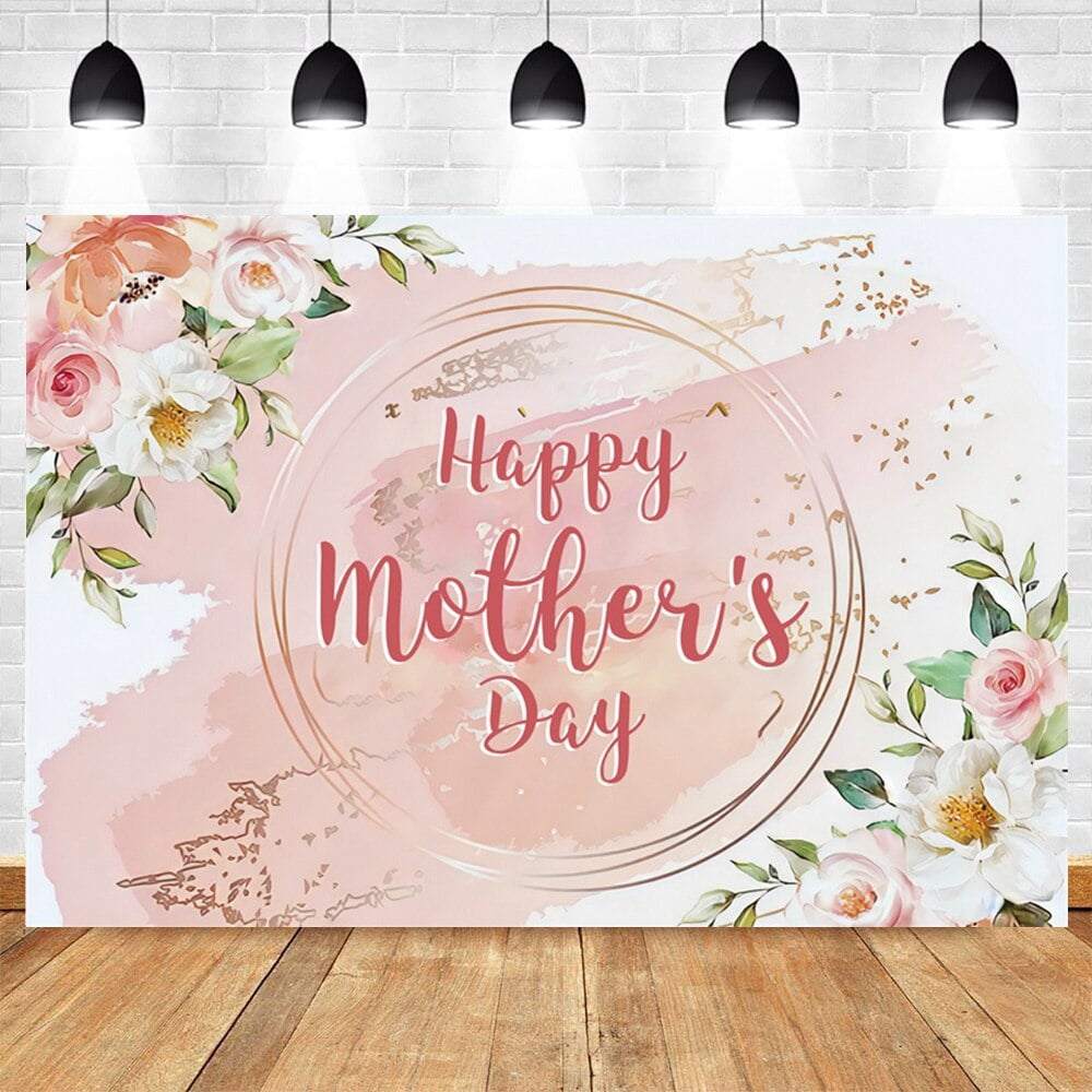 Happy Mother's Day Photography Backdrop for Mom Pink Flower Red Rose ...