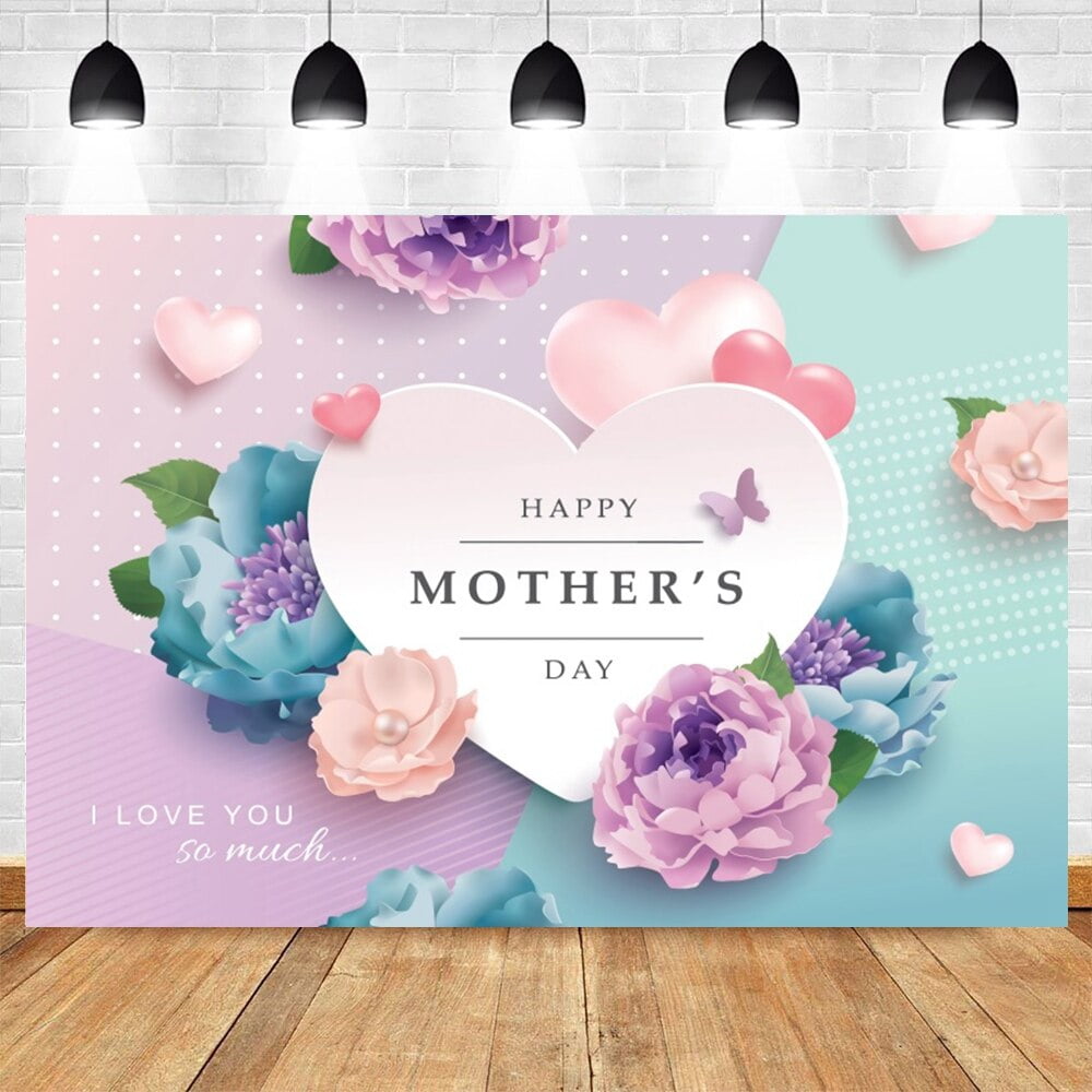 Happy Mother's Day Photography Backdrop for Mom Pink Flower Red Rose ...