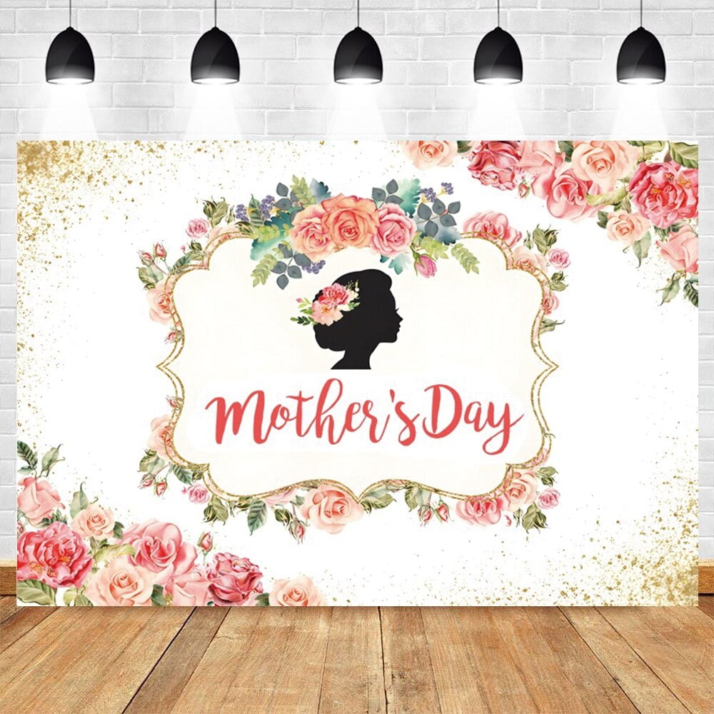 Happy Mother's Day Photography Backdrop for Mom Pink Flower Red Rose ...