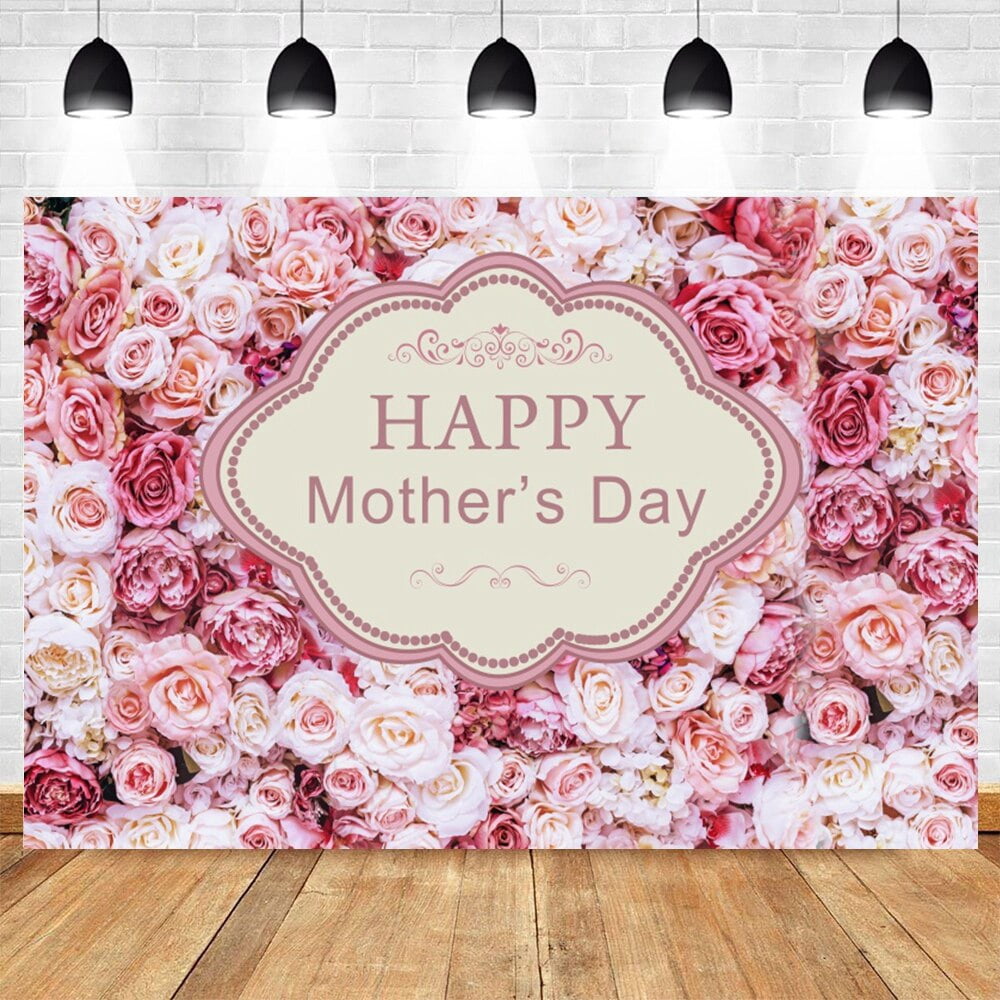 Happy Mother's Day Photography Backdrop for Mom Pink Flower Red Rose ...
