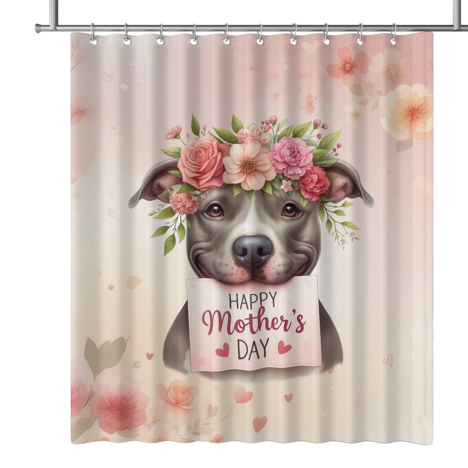 Happy Mother's Day Pitbull with Flower Crown and Greeting Card Shower ...