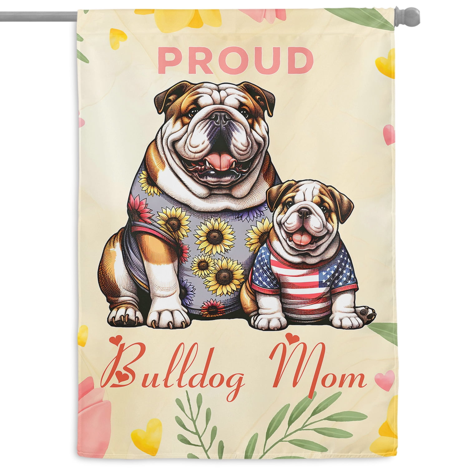 Happy Mother's Day Proud Bulldog Mom House Flag 28x40in Double Sided ...