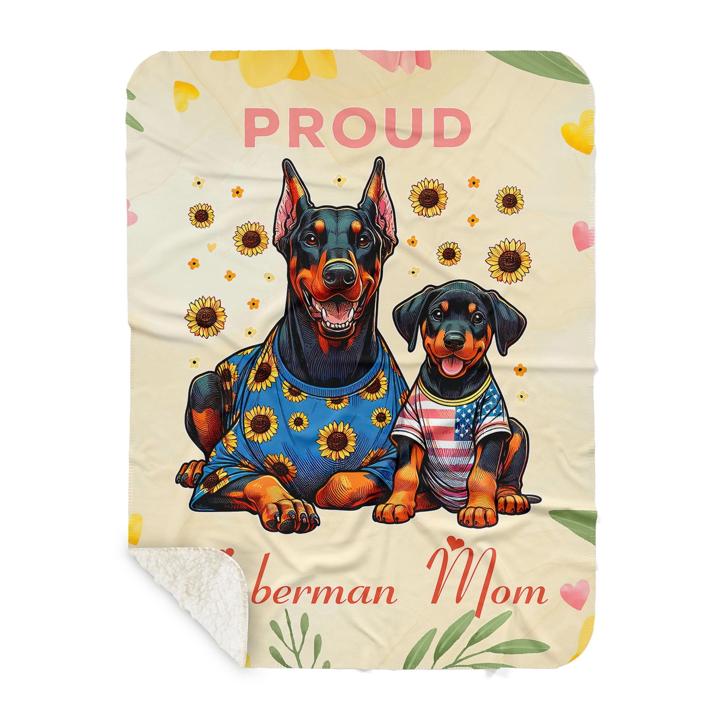 Happy Mother's Day Proud Doberman Pinscher Mom Cozy Sherpa Blanket ...