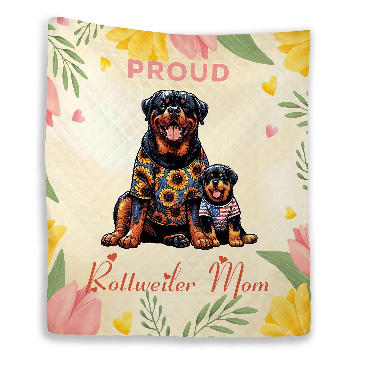 Happy Mother's Day Proud Rottweiler Mom Rottie Quilt Blanket Rottie Dog ...