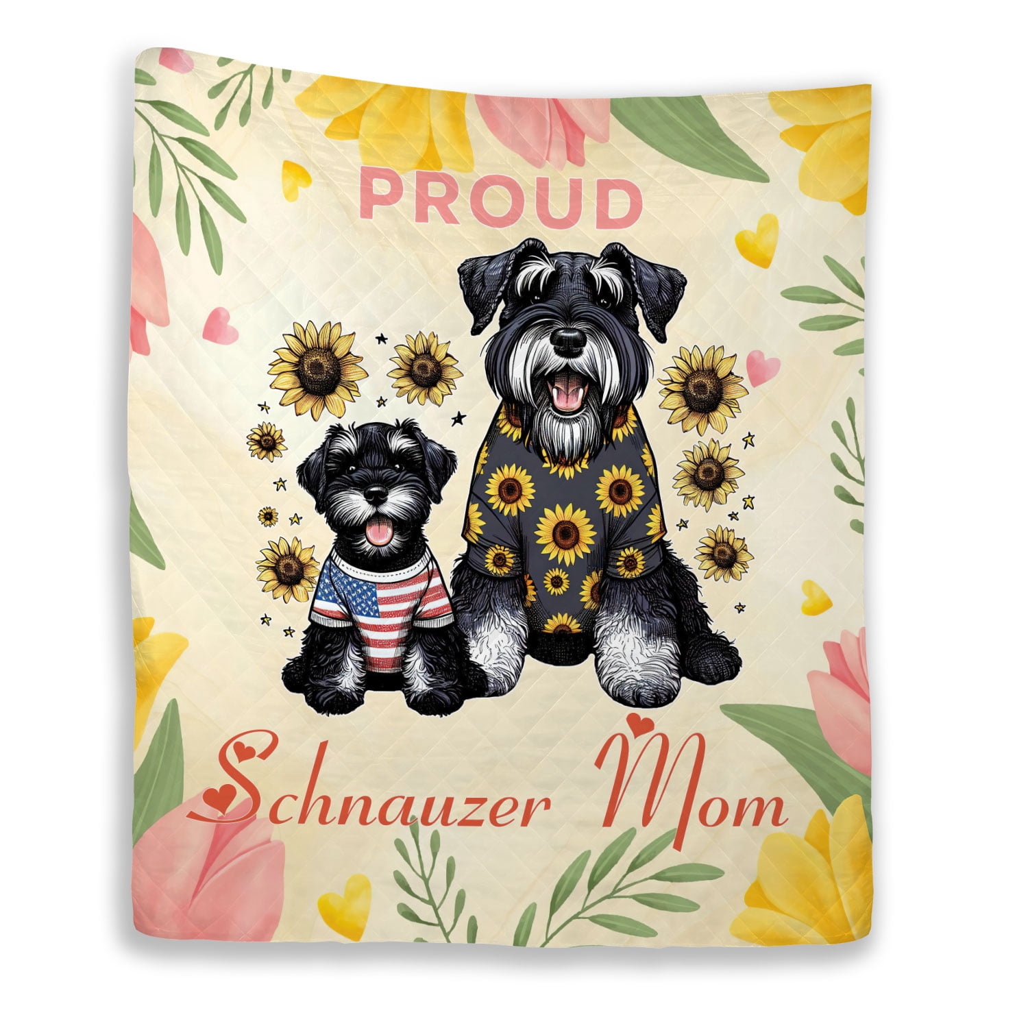 Happy Mother's Day Proud Schnauzer Mom Quilt Blanket Miniature ...