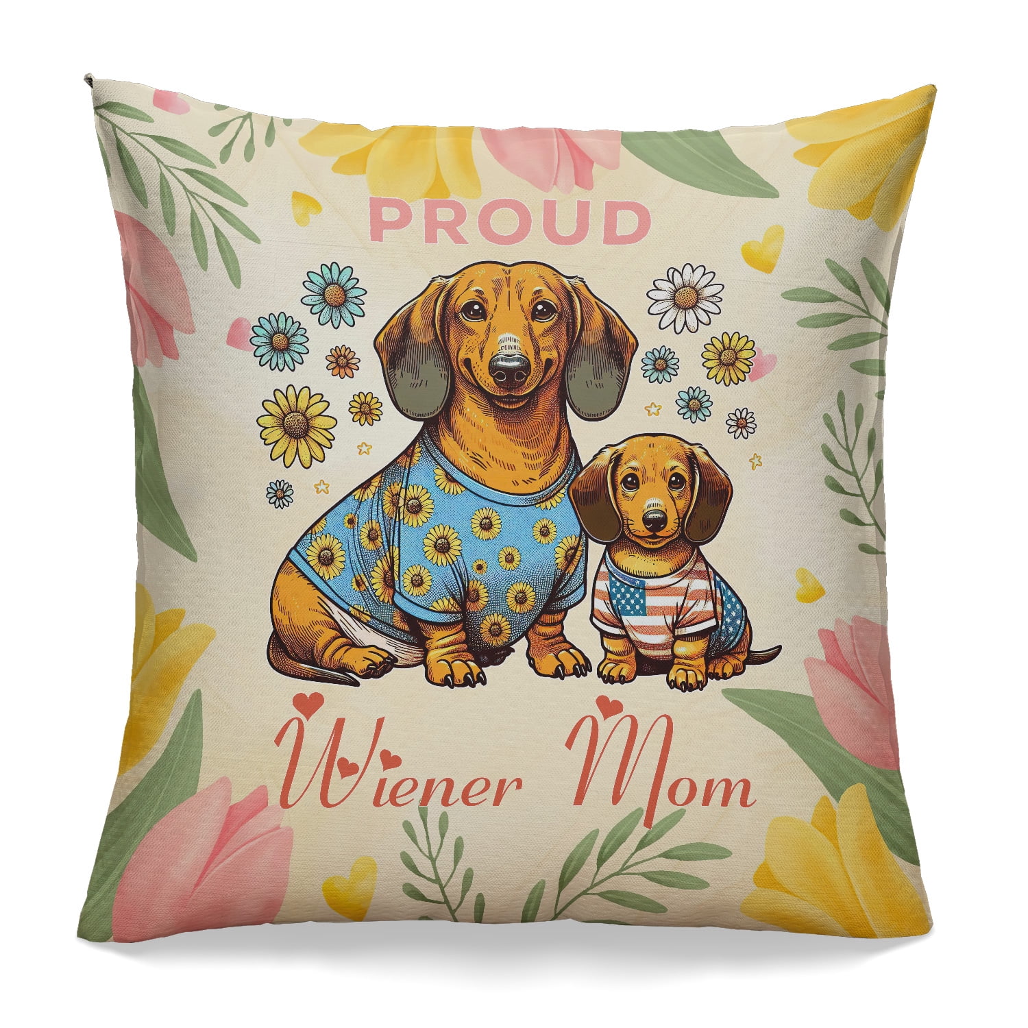 Happy Mother's Day Proud Wiener Mom Dachshund Doxie Pillowcase Double ...