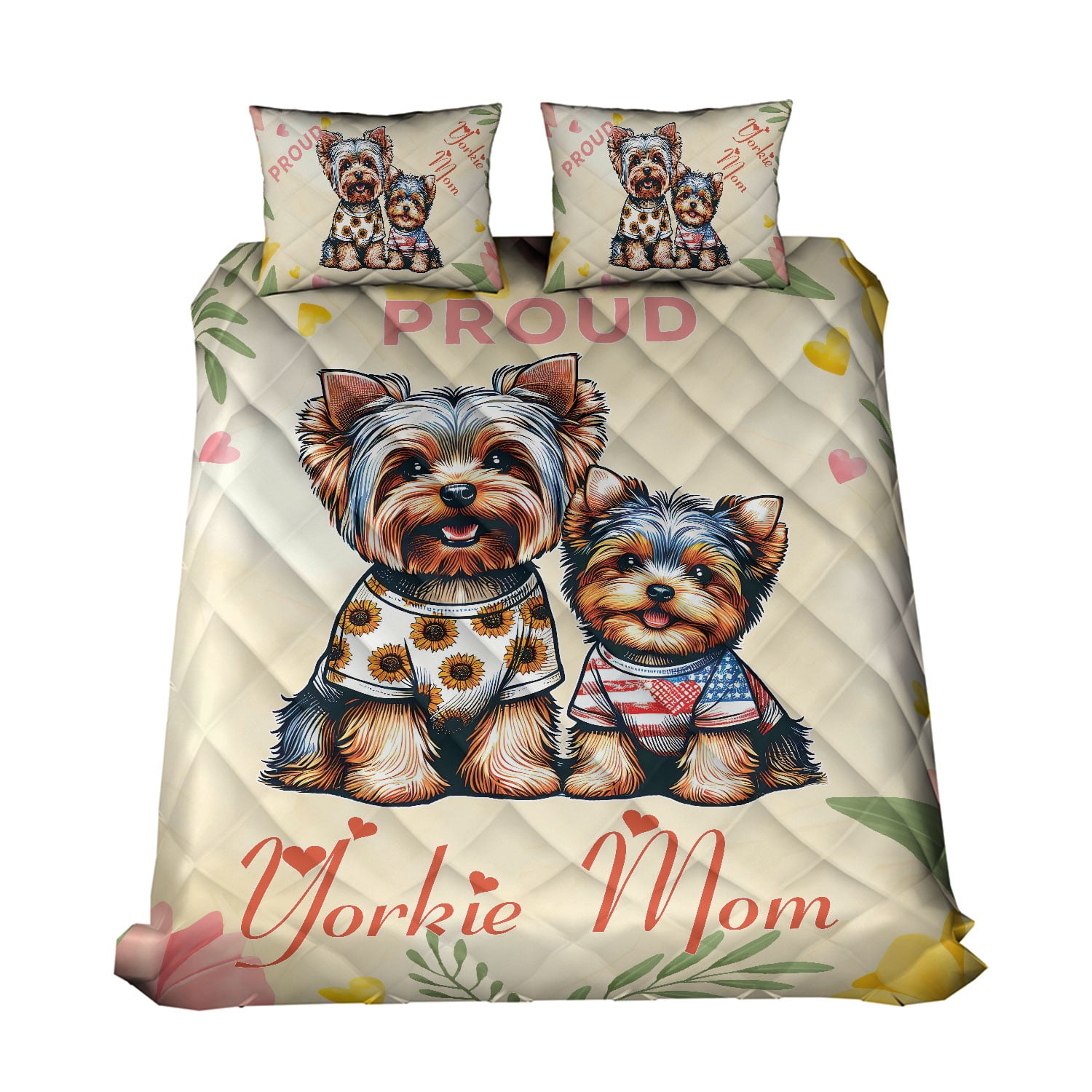 Happy Mother's Day Proud Yorkie Mom Yorkshire Terrier Quilt Bedding Set ...