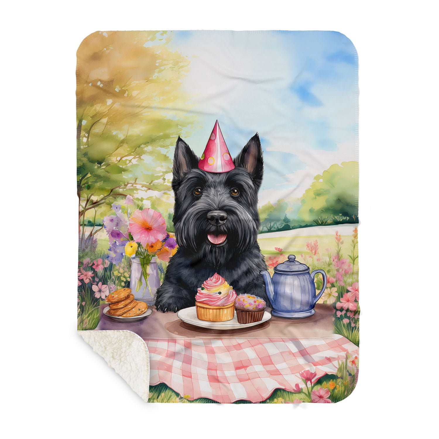 Happy Mother's Day Scottish Terrier with Sweets and Flowers at a Picnic ...