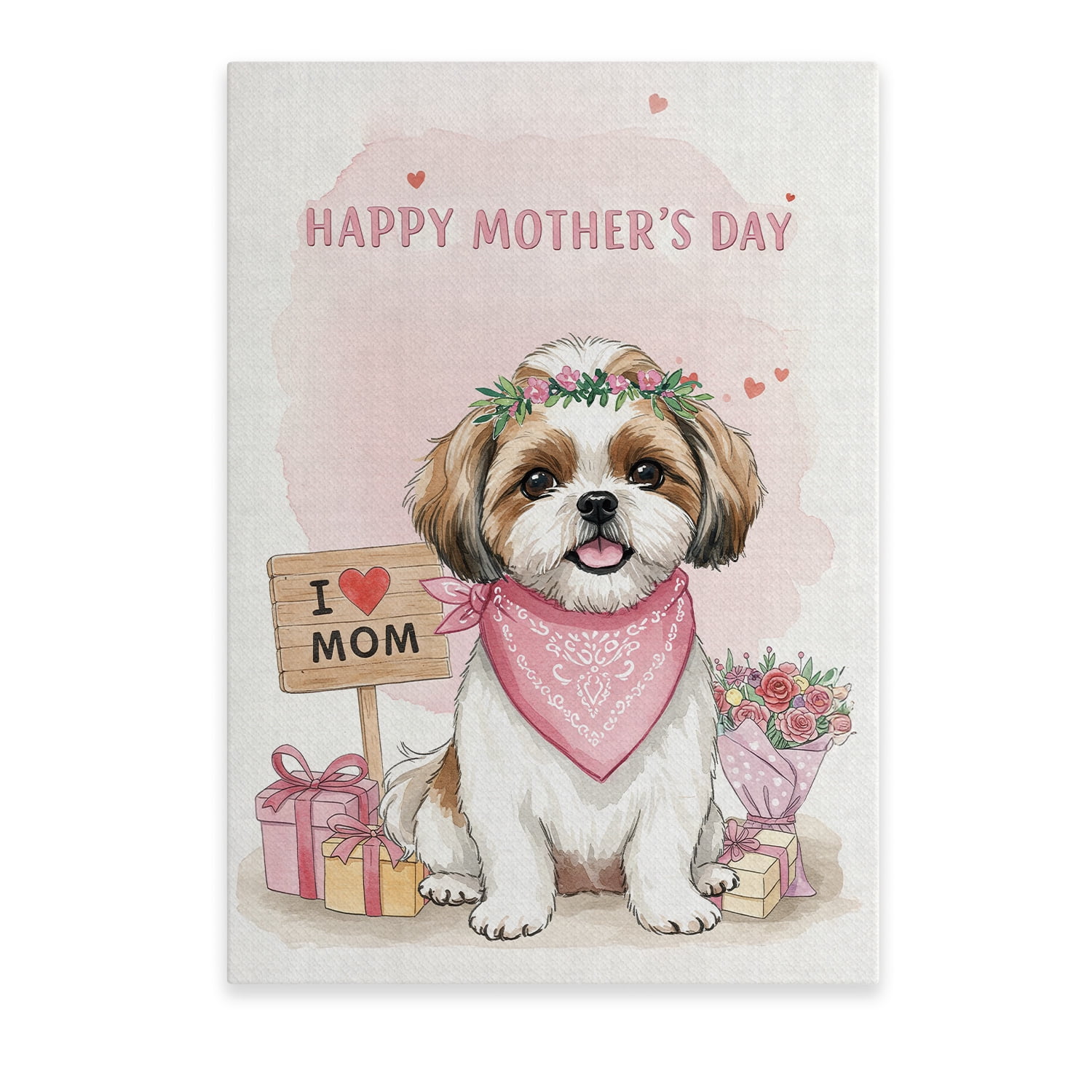 Happy Mother's Day Shih Tzu Love Dog Mom Heart Flower Vertical Matte ...