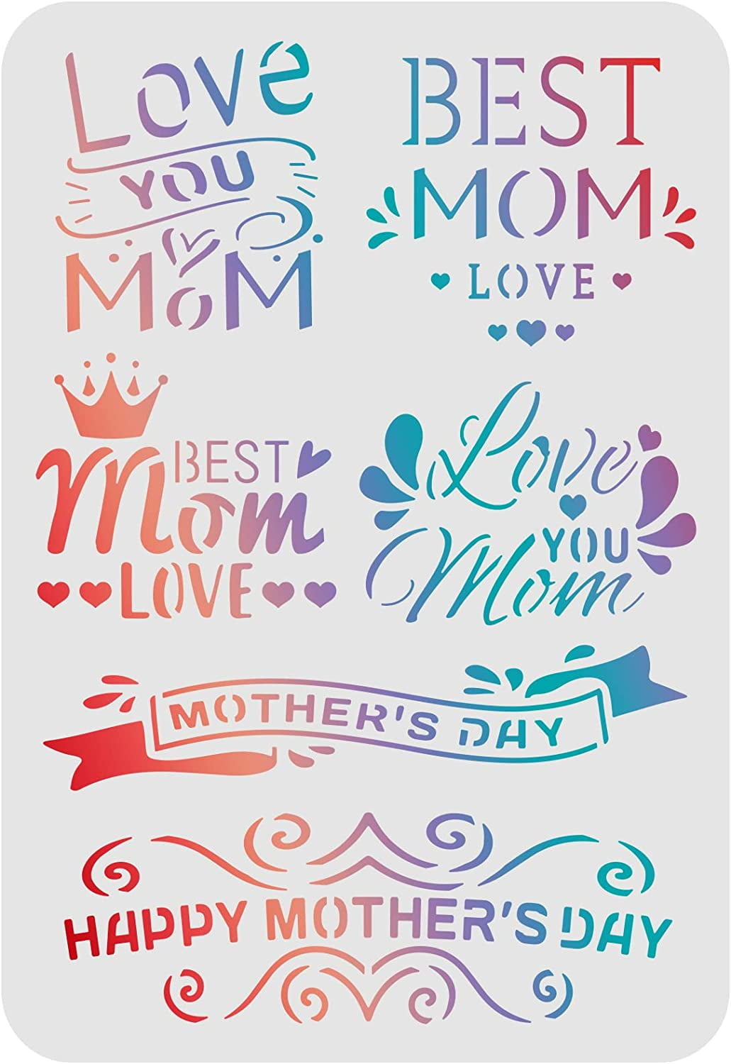 Happy Mother's Day Stencils 11.6x8.3inch Mother's Day Decoration ...