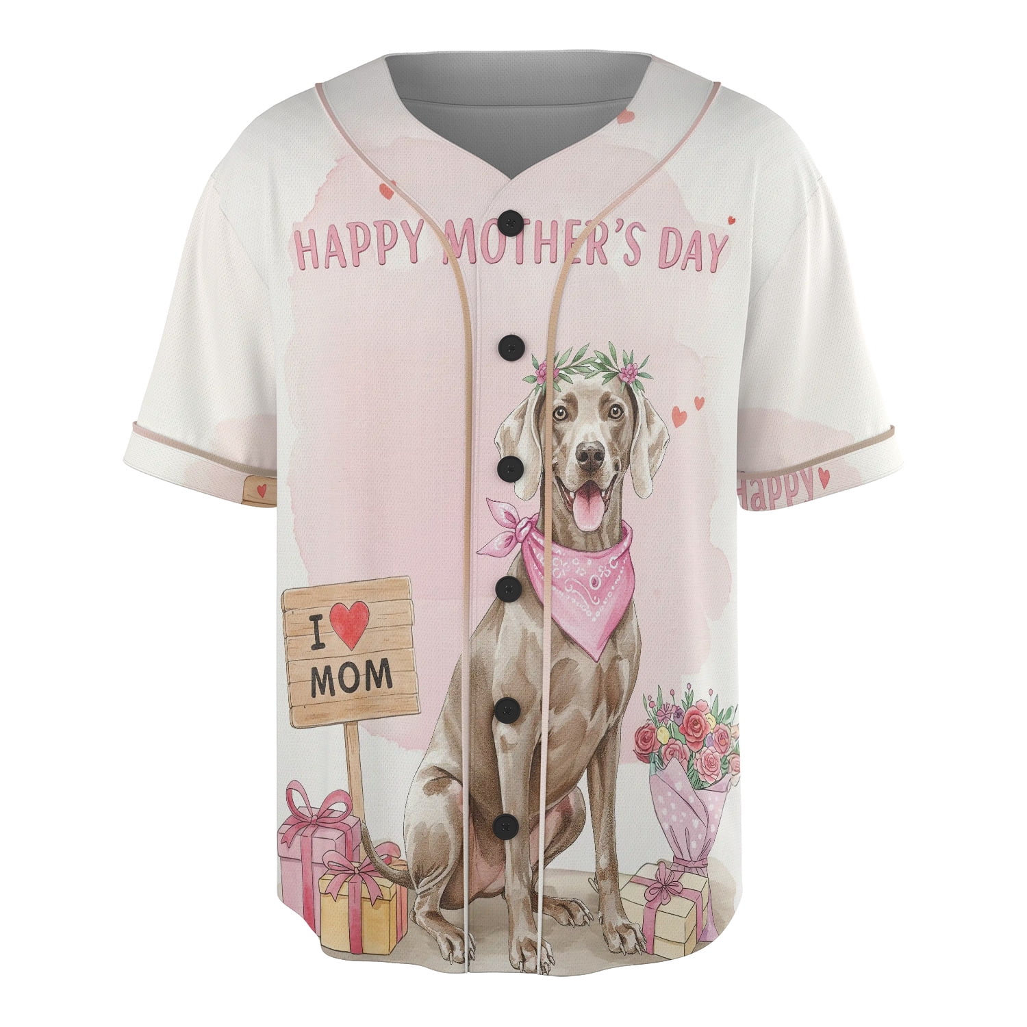 Happy Mother's Day Weimaraner Love Dog Mom Heart Flower All Over Print ...