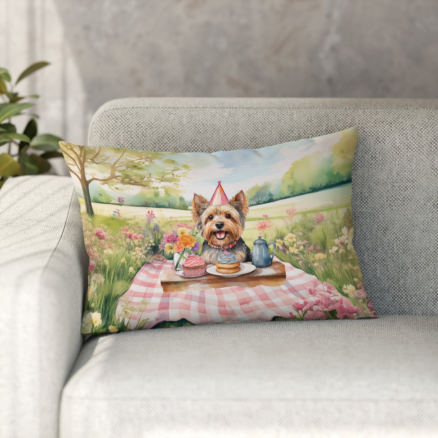 Happy Mother's Day Yorkshire Terrier with Sweets and Flowers at a ...