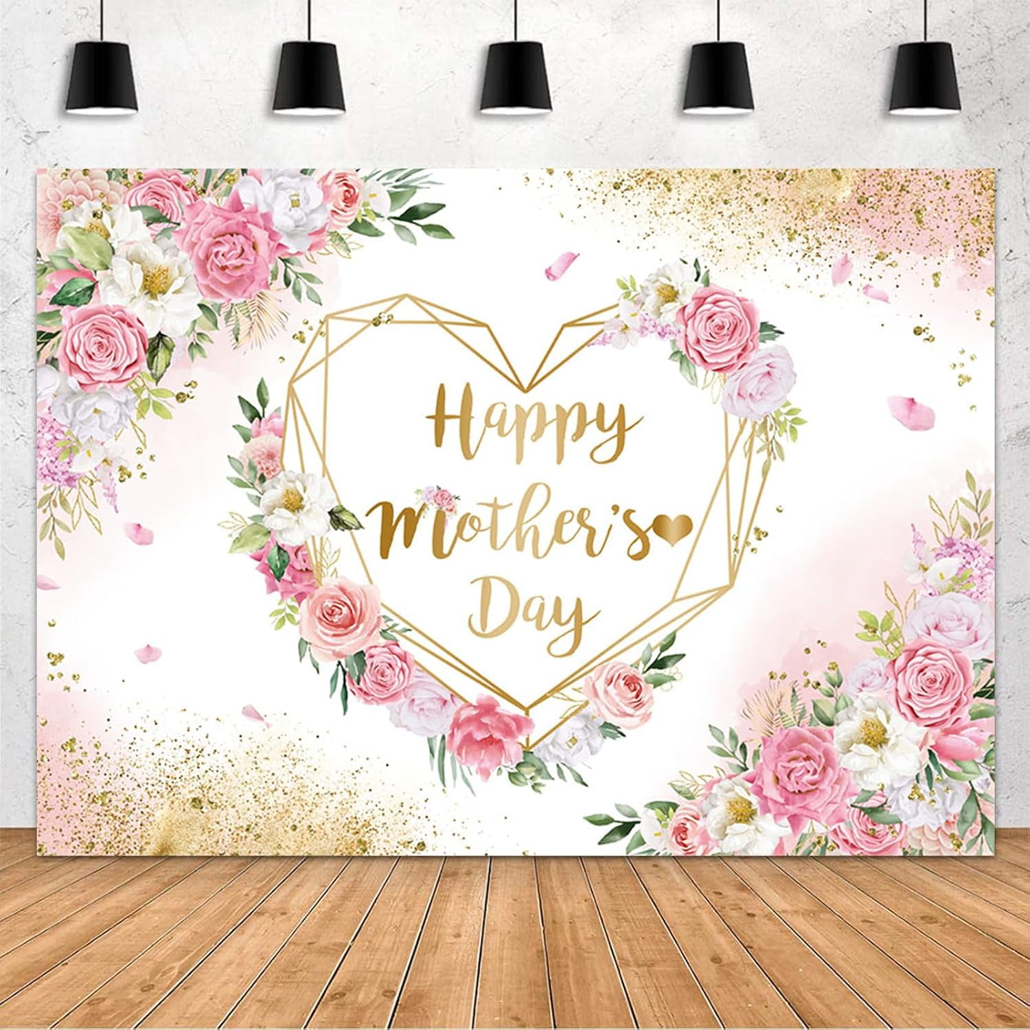 Happy Mothers Day Backdrop Love Heart Photography Background Pink ...