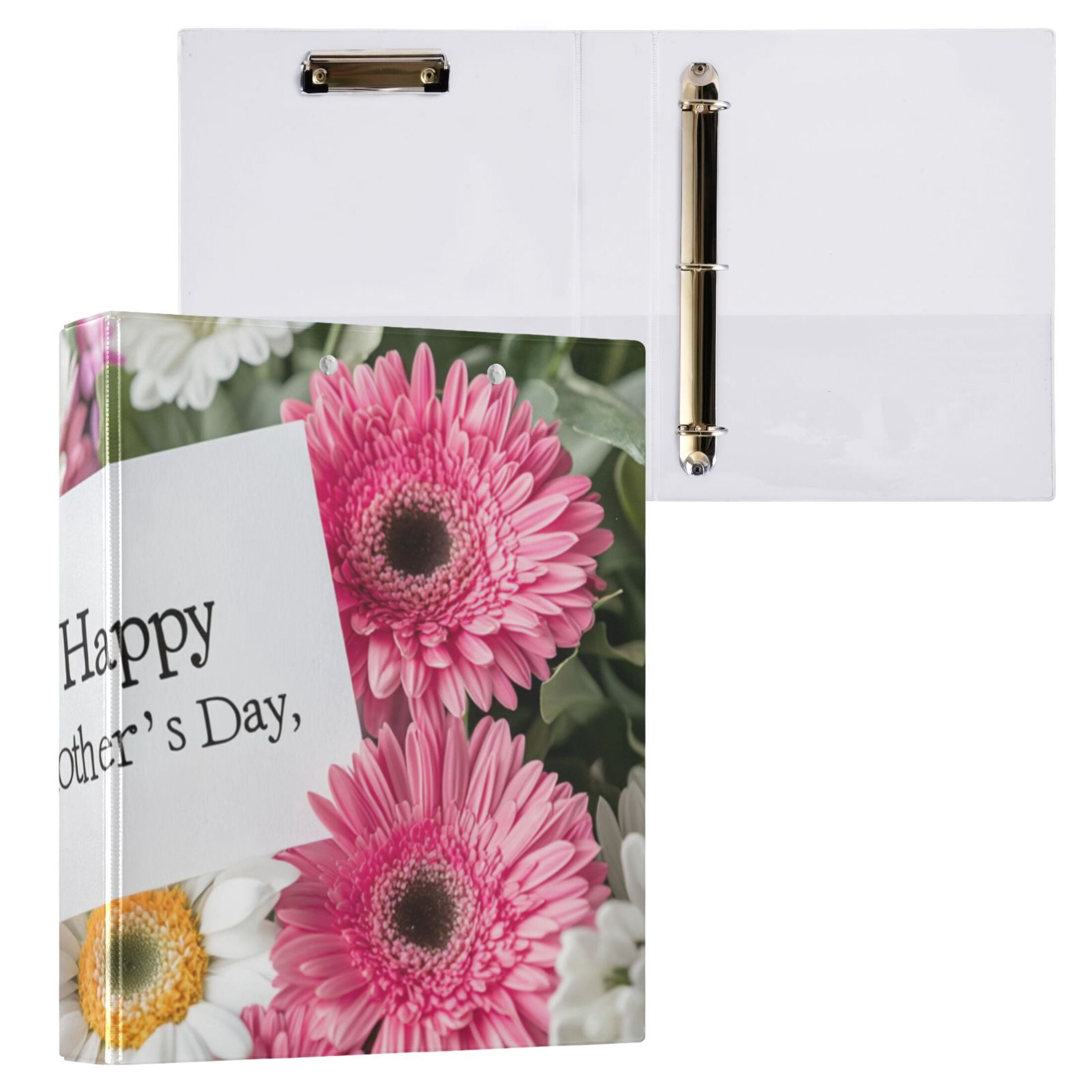Happy Mothers Day Cosmos Bipinnatus Flowers Round Ring Binder 3 Rings 1 ...