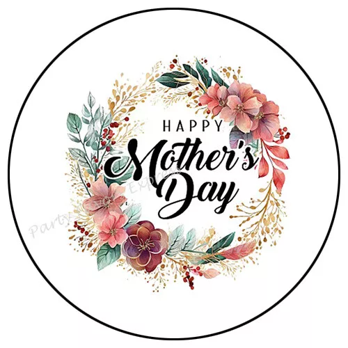 Happy Mothers Day Floral Wreath Sticker Party Favors Sticker Envelope ...