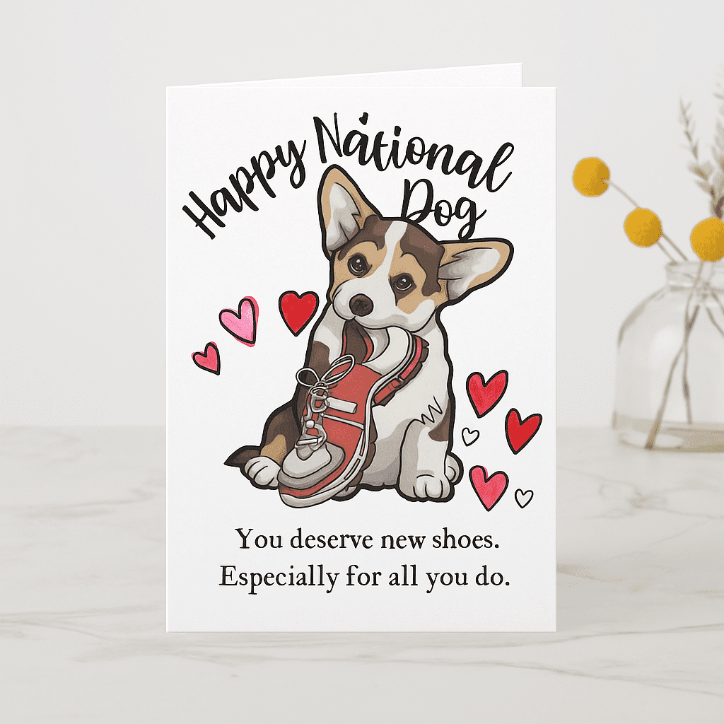 Happy National Dog Card – Adorable Puppy with Heart Design – Perfect ...